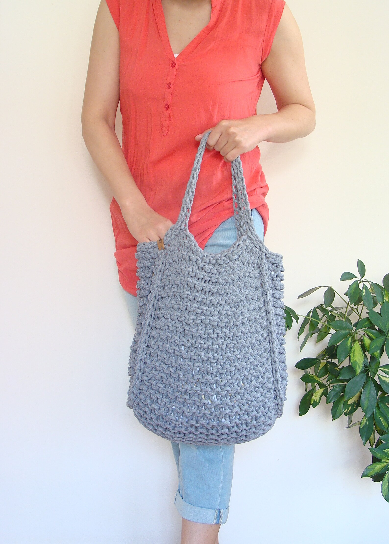 Knit Bag Pattern Tote Bag Knitting Pattern Easy Knit - Etsy