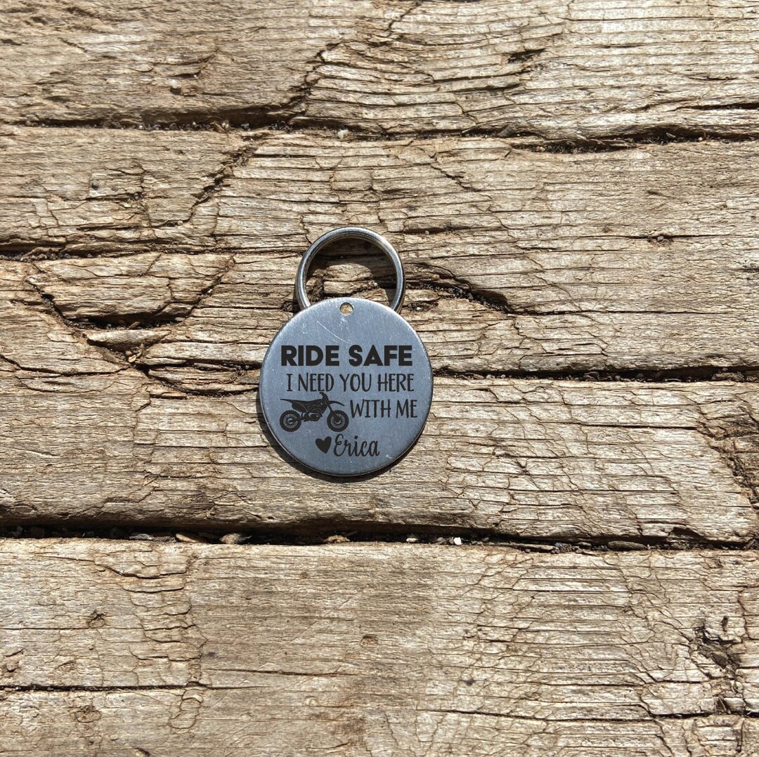 Ride Safe Keychain- Personalized Custom Keychain for Him Stainless ...
