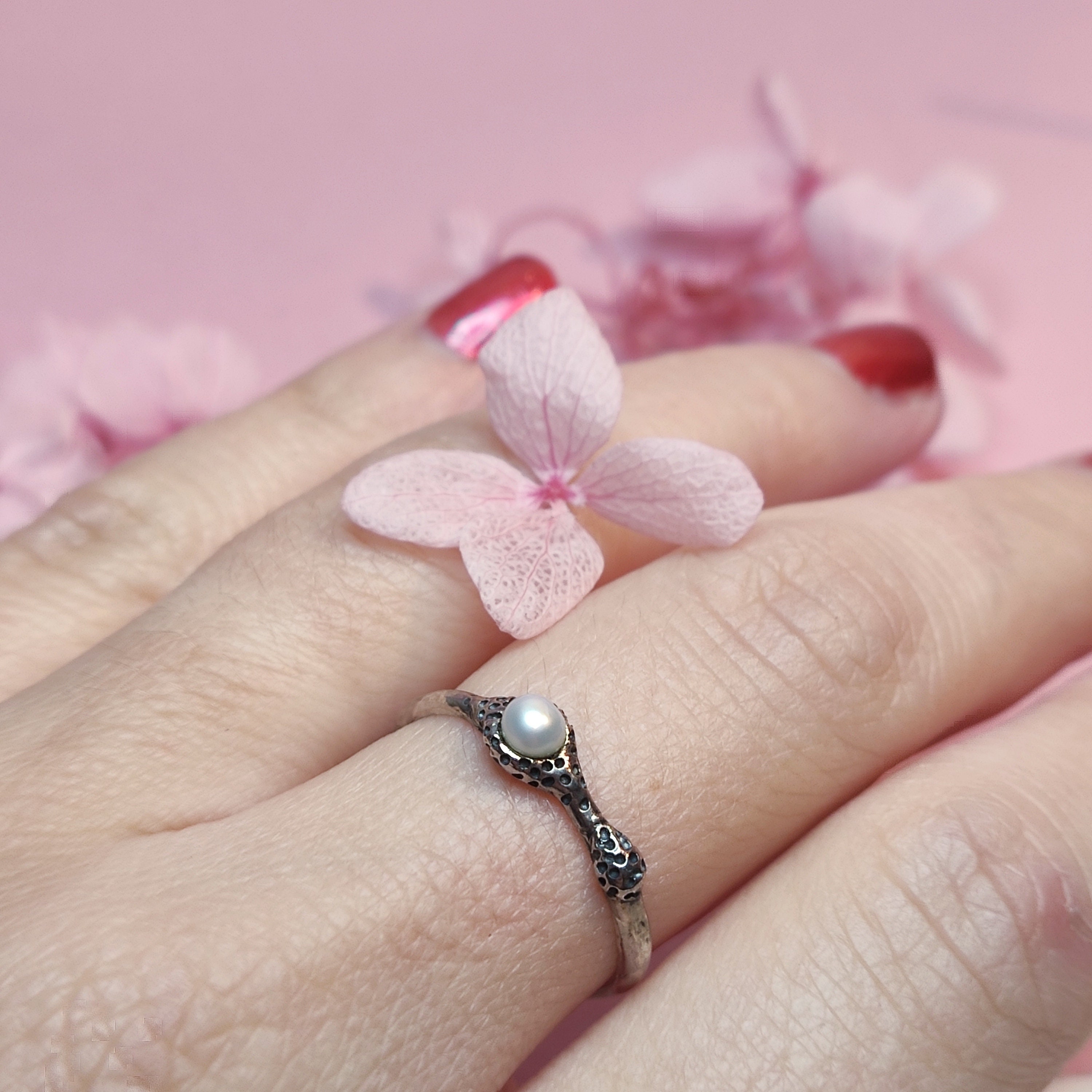 Coral Reef Ring in Silver 925 With Pearl P Size UK Size - Etsy UK
