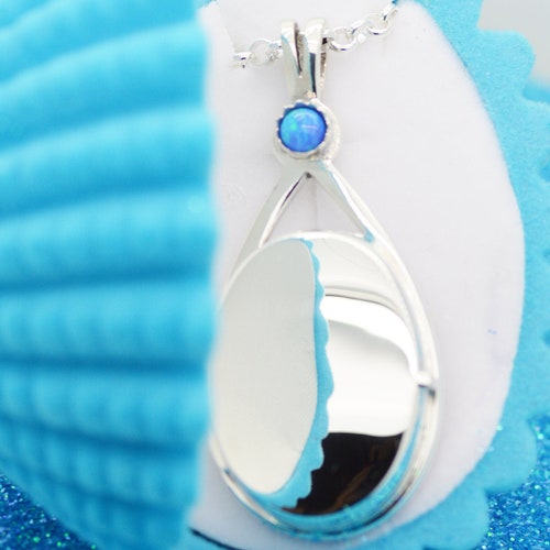 Real Aquamarine H2O Mermaid Locket Pendant Sterling Silver 925 - Etsy