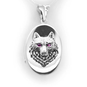 Wolf Head Locket Pendant in Sterling Silver 925 Inlaid With - Etsy