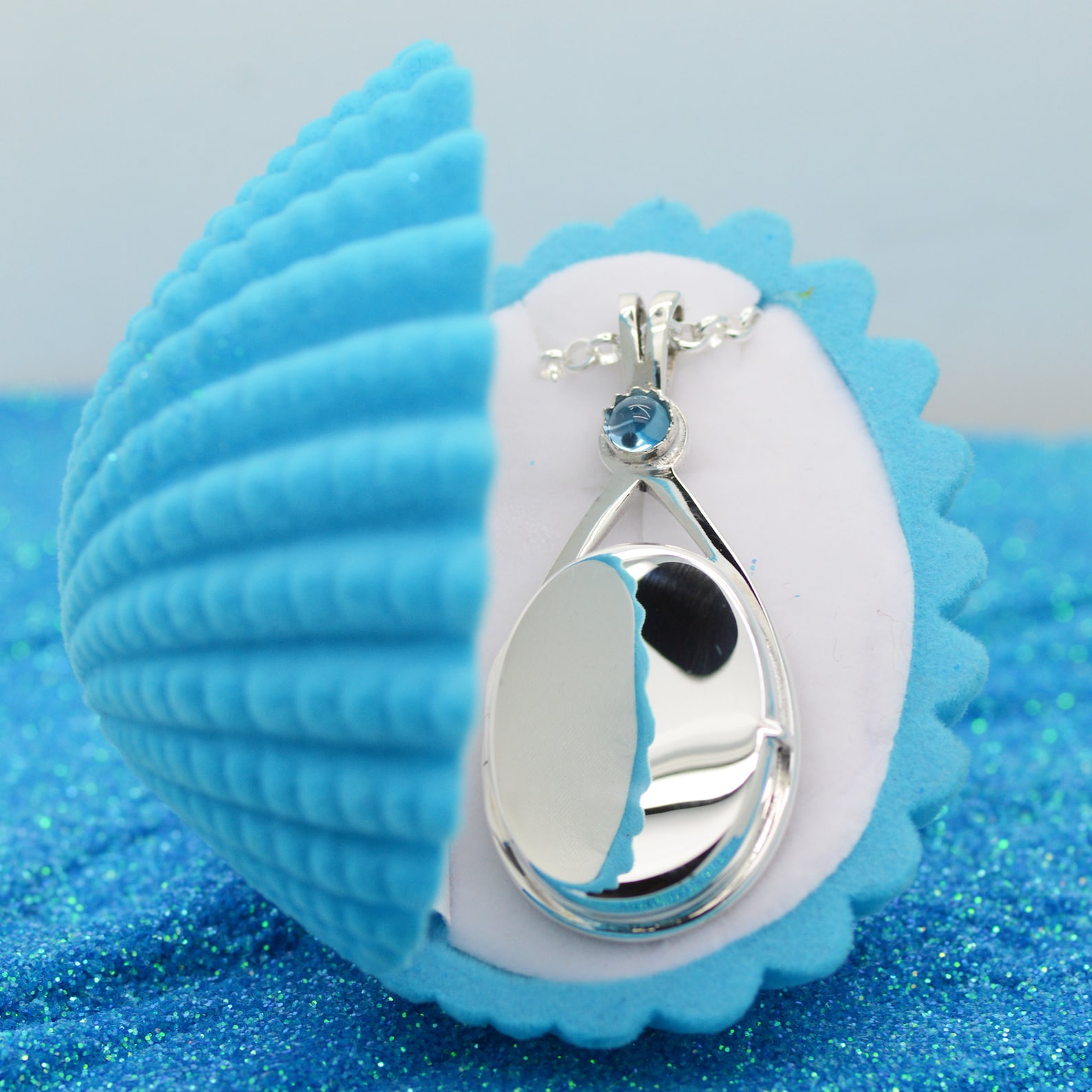 Real Aquamarine H2O Mermaid Locket Pendant Sterling Silver 925 - Etsy