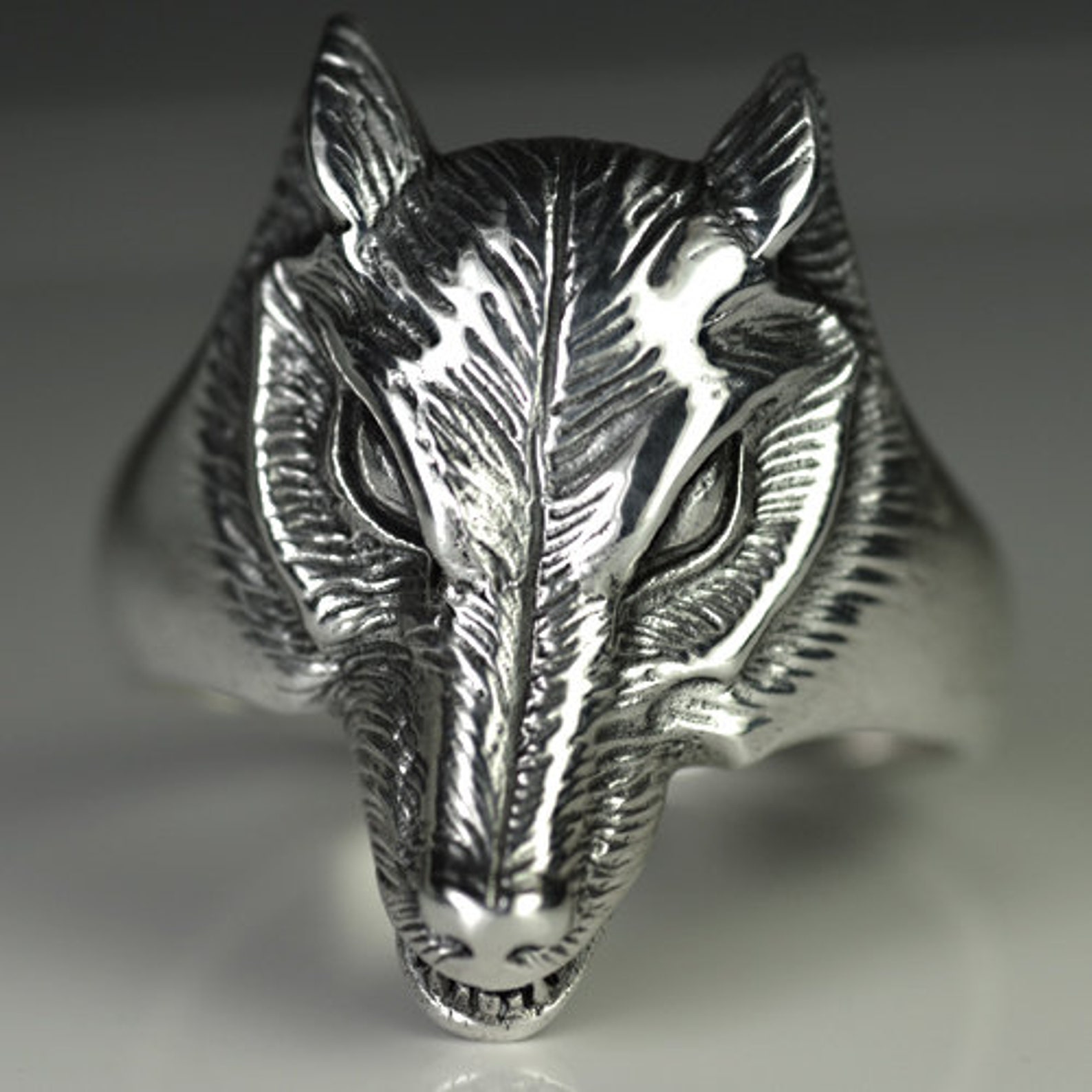 Men's Wolf Ring in Sterling Silver 925 Any Ring Size 8 9 10 11 12 13 14 ...