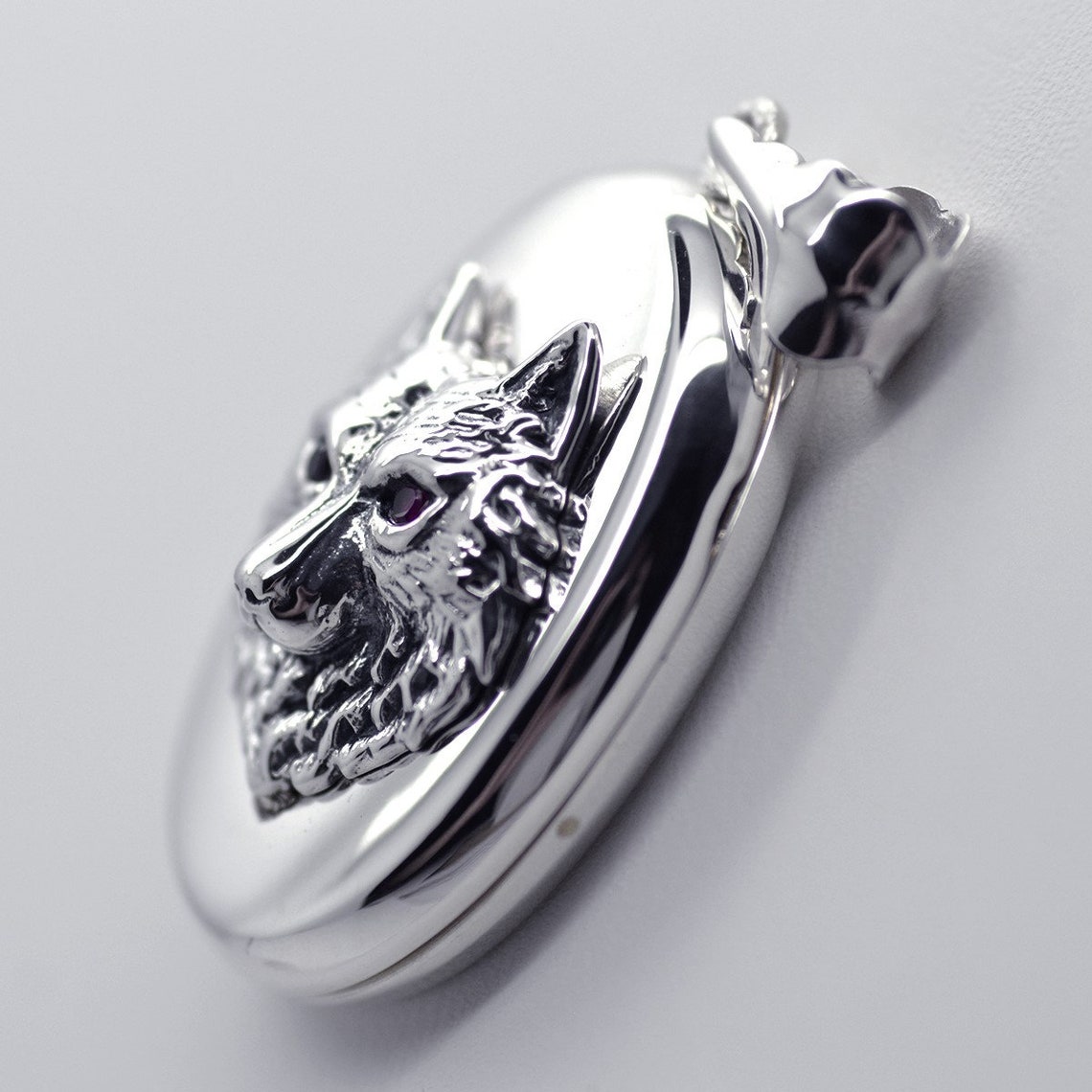 Wolf Head Locket Pendant in Sterling Silver 925 inlaid with | Etsy