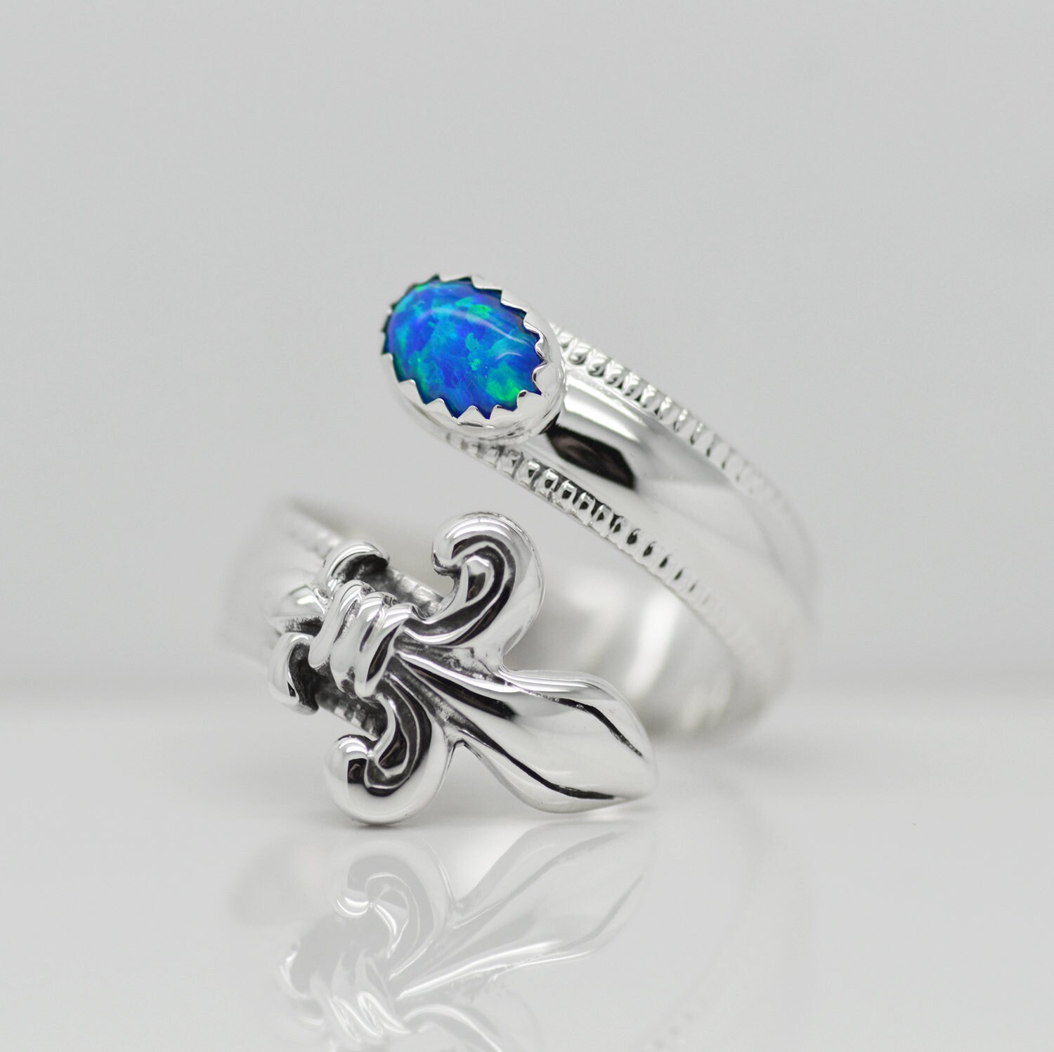 Fleur-de-lis Adjustable Spoon Ring With Amethyst or Other - Etsy