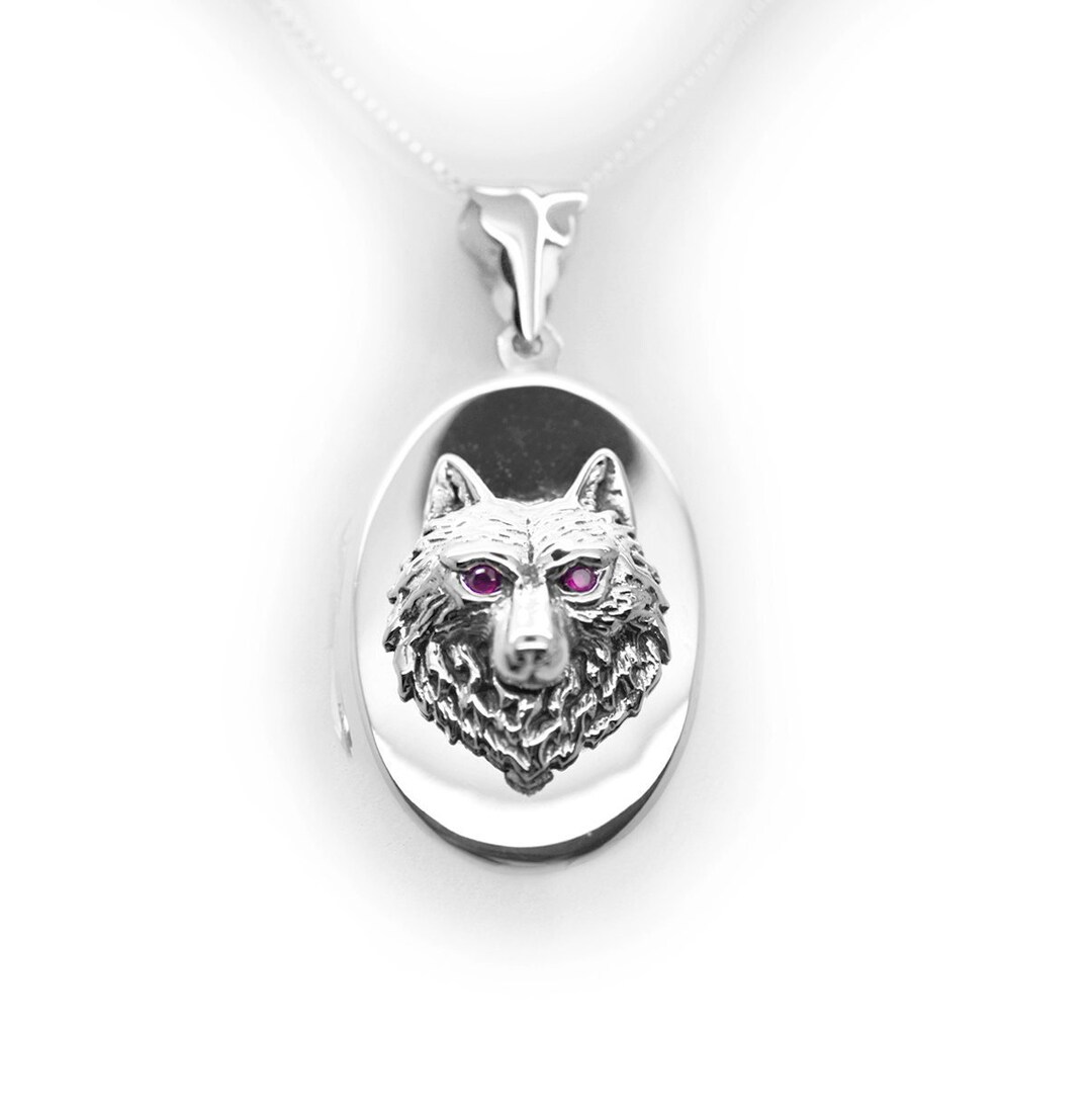 Wolf Head Locket Pendant in Sterling Silver 925 Inlaid With - Etsy
