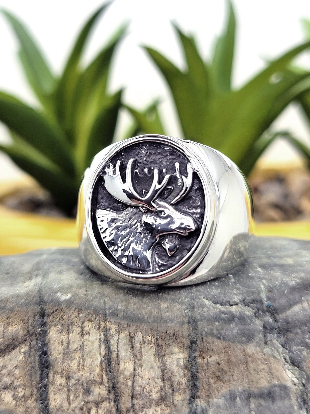 Moose Ring in Sterling Silver 925 Plain Ring Shank Handmade by Jewelry ...