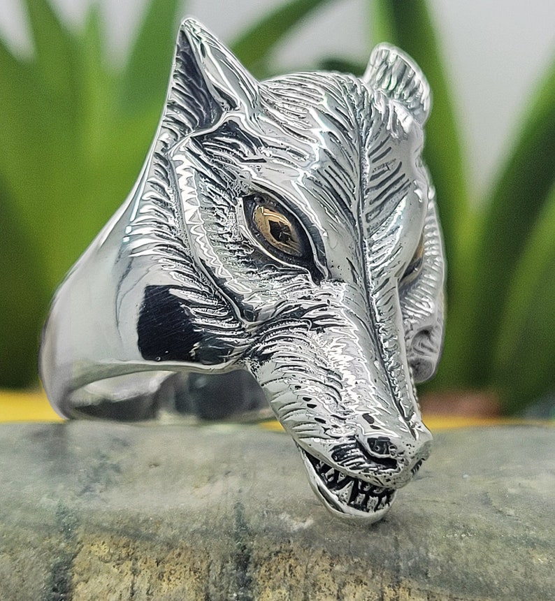 Men's Wolf Ring in Sterling Silver 925 Any Ring Size 8 9 10 11 12 13 14 ...