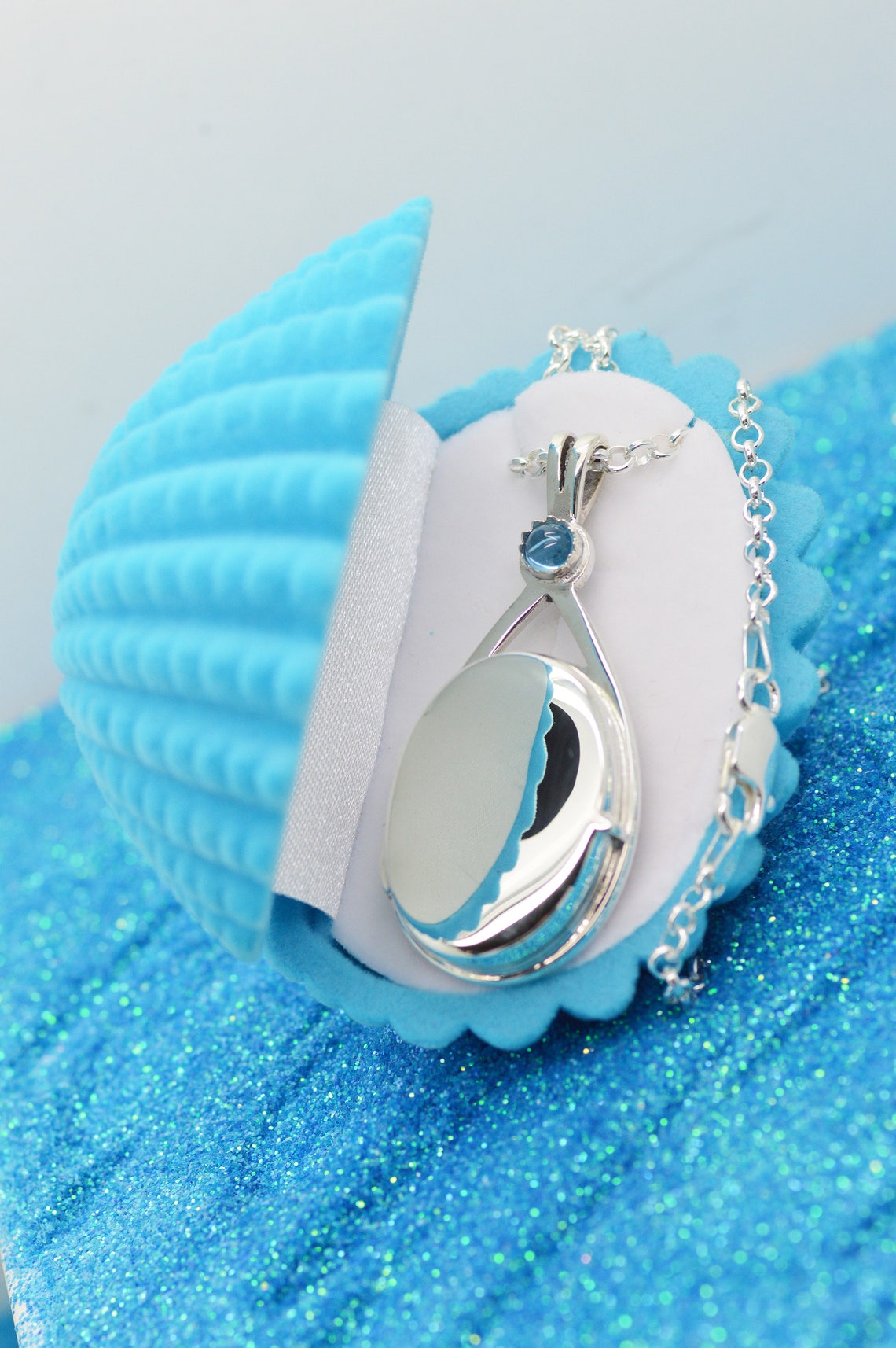 Real Aquamarine H2O Mermaid Locket Pendant Sterling Silver 925 - Etsy