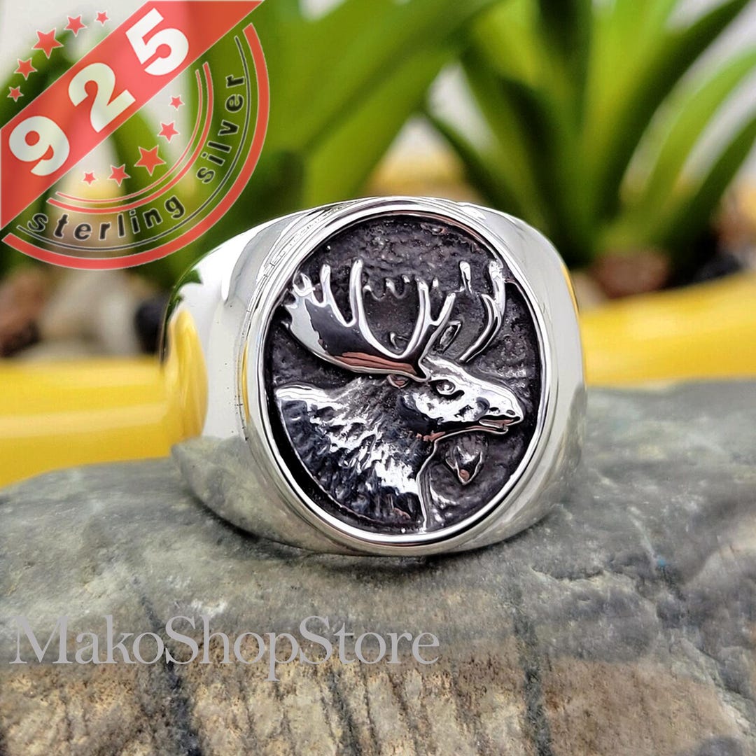 Moose Ring in Sterling Silver 925 Plain Ring Shank Handmade by Jewelry ...