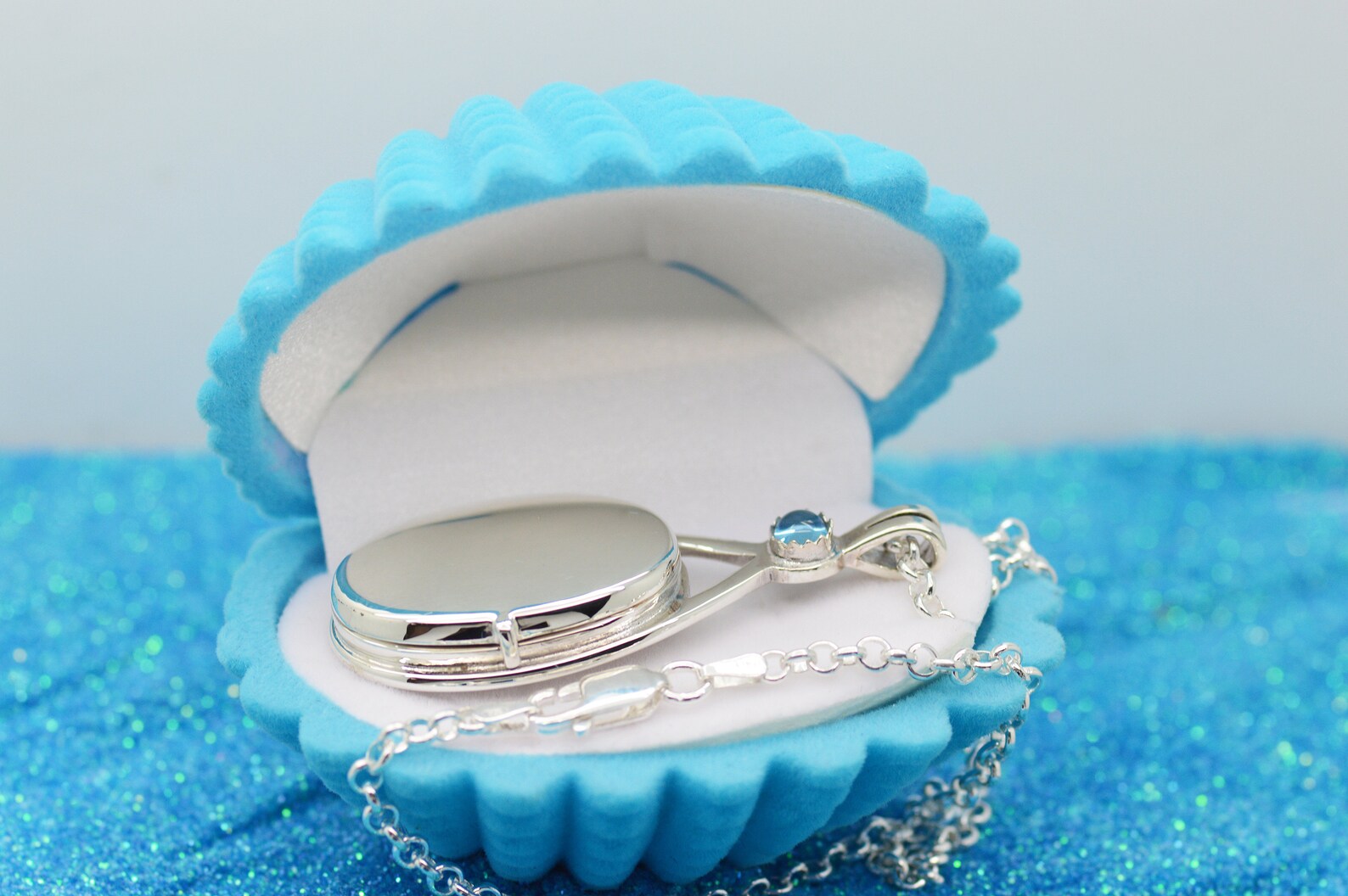 Real Aquamarine H2O Mermaid Locket Pendant Sterling Silver 925 - Etsy