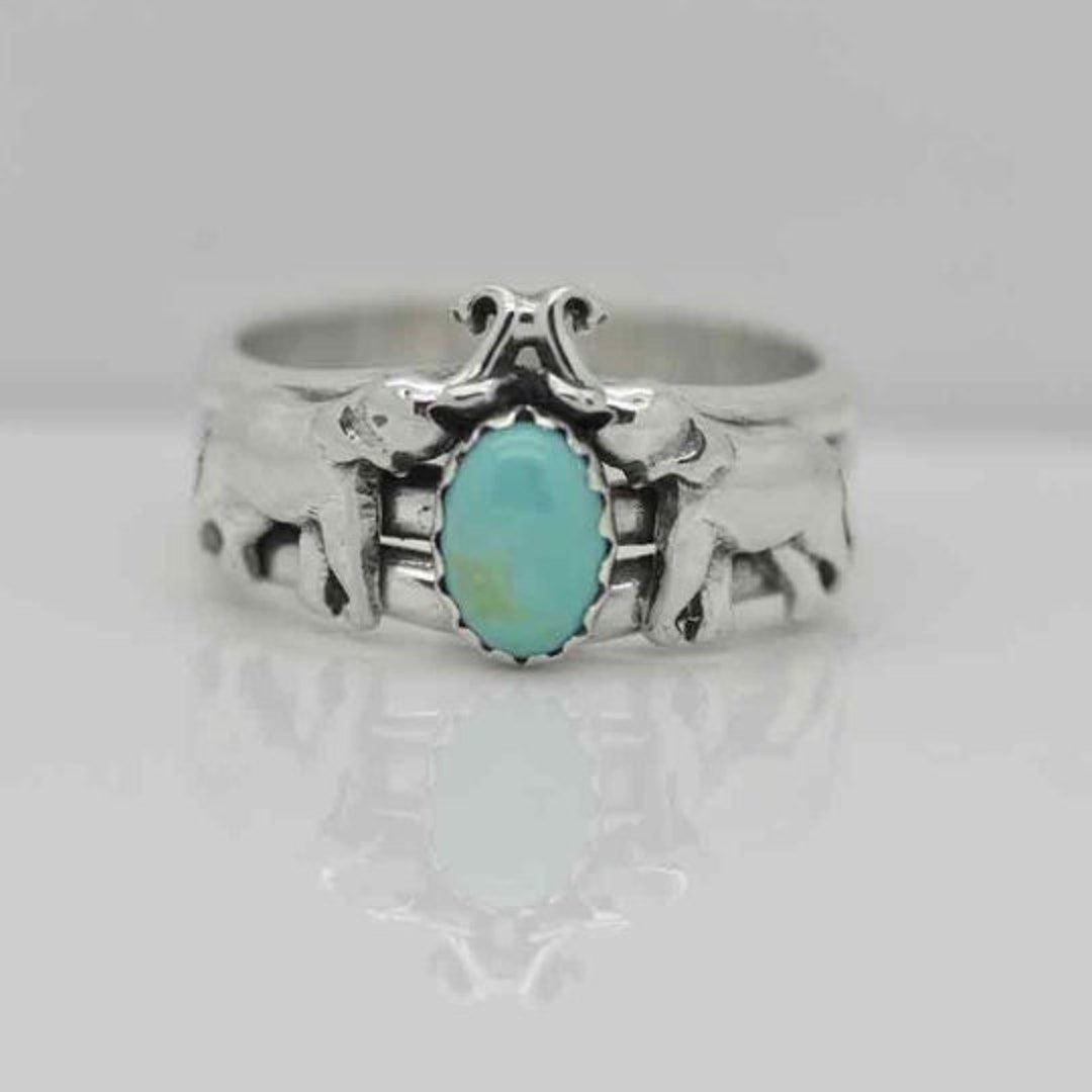 Elephants Ring With Turquoise or Other Gemstone Unisex in Sterling ...