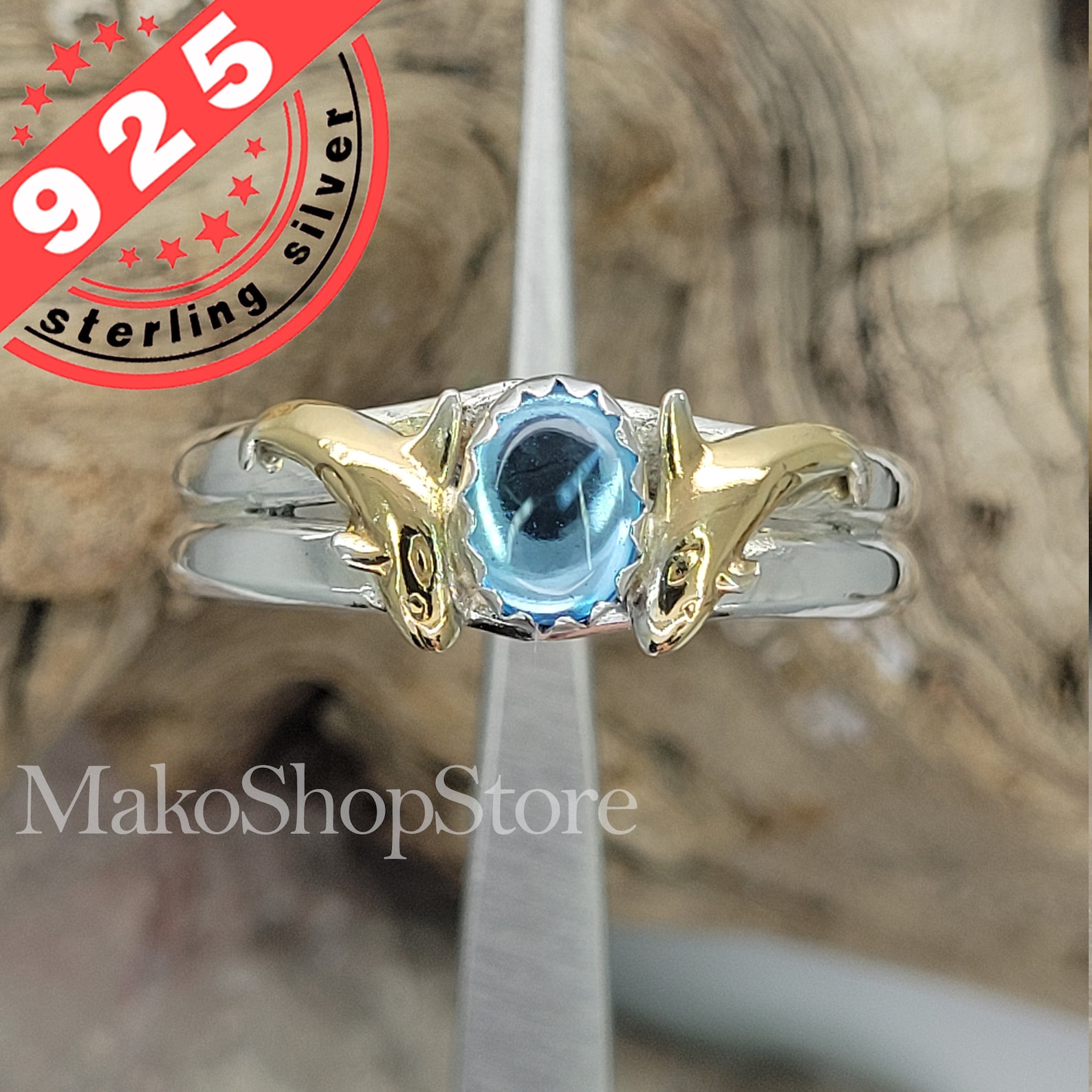 18K Gold Filled Killer Whales Orca Ring With Turquoise or Other ...