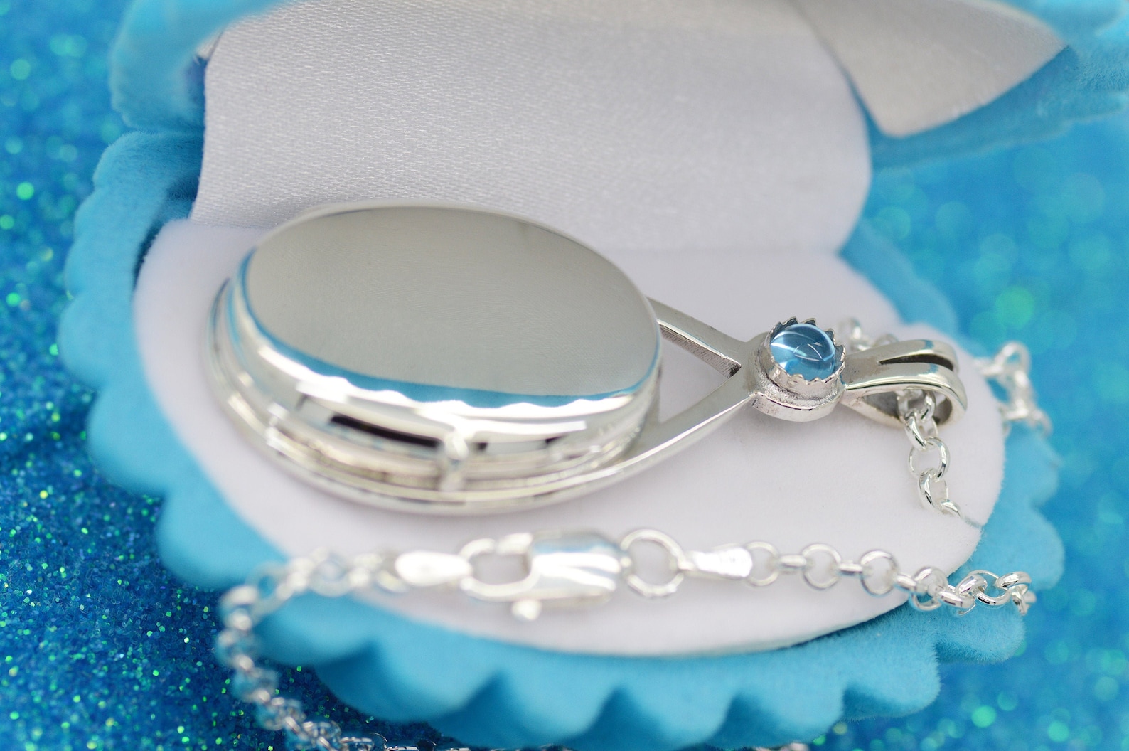 Real Aquamarine H2O Mermaid Locket Pendant Sterling Silver 925 - Etsy