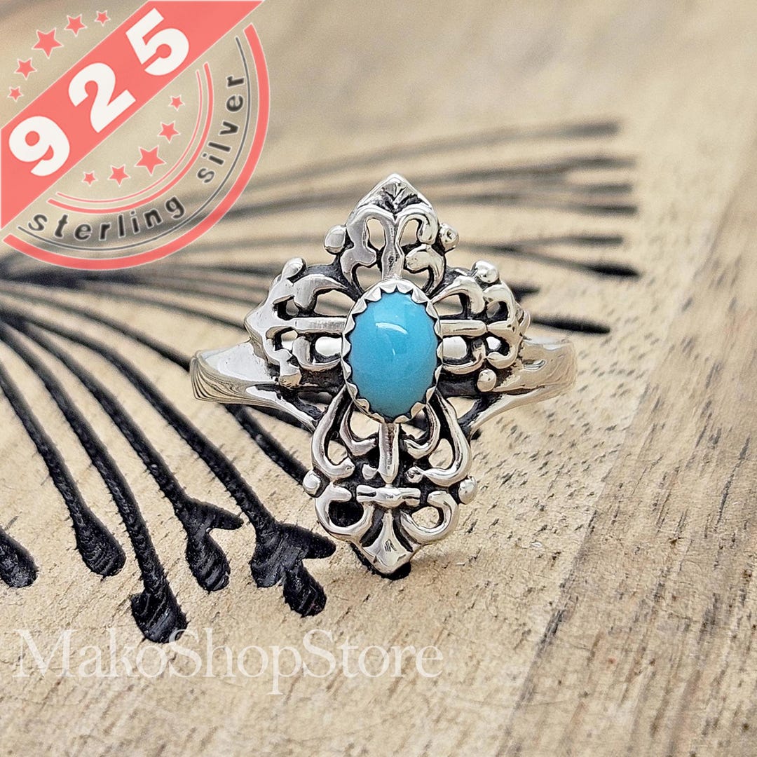 Fancy Filigree Cross Ring in Sterling Silver 925 Handmade in Any Size ...