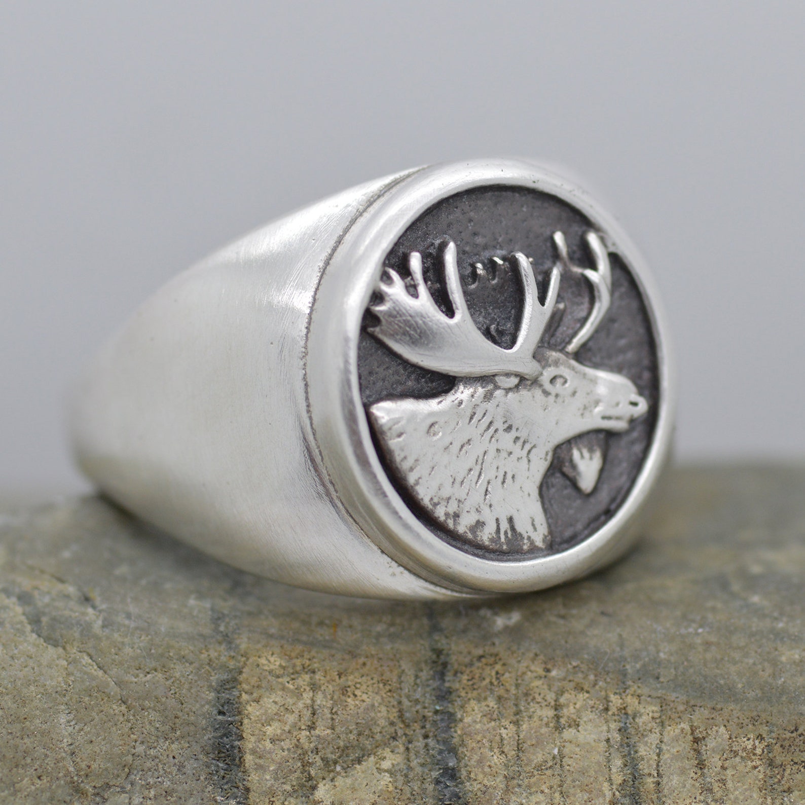 Moose Ring in Sterling Silver 925 Plain Ring Shank Handmade by - Etsy