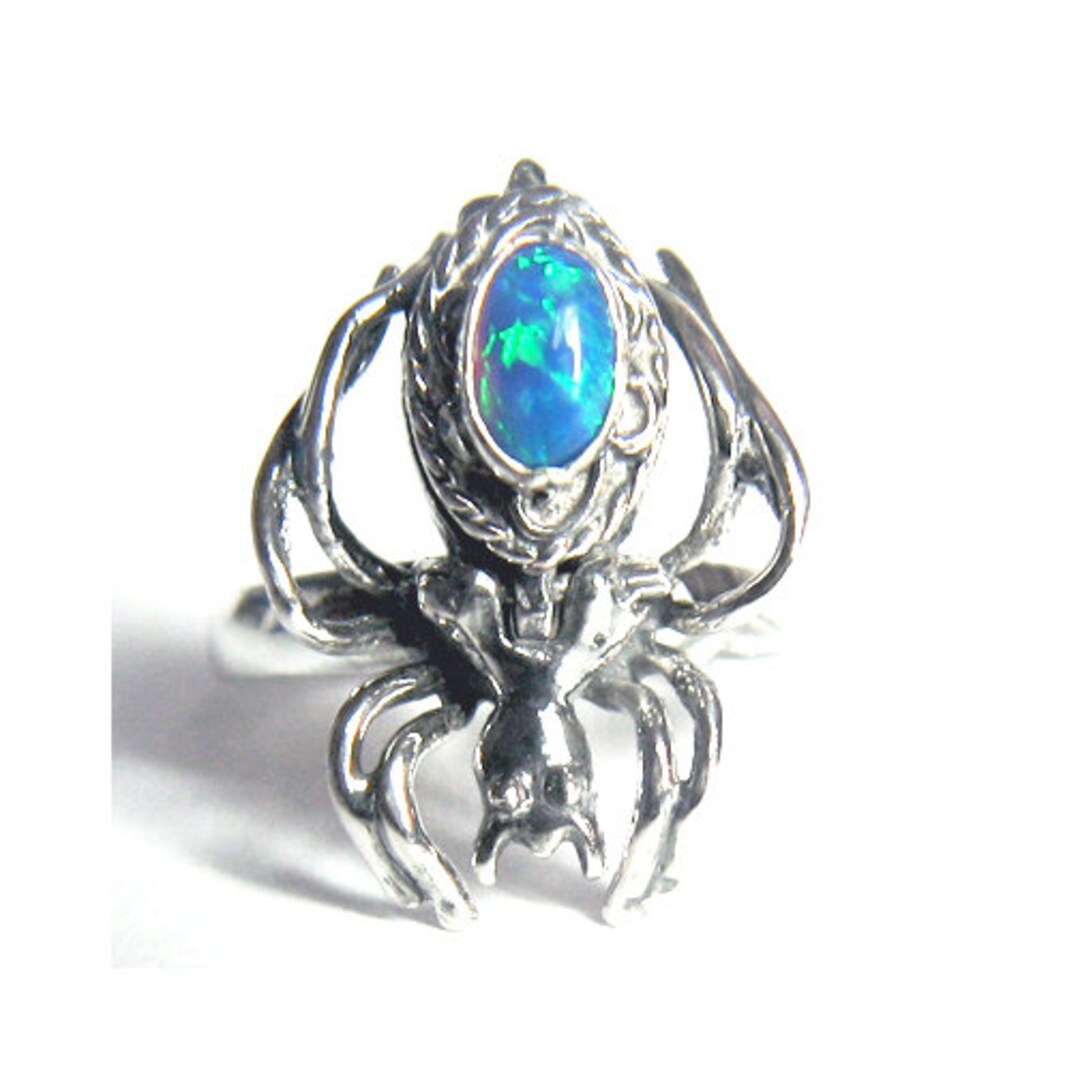 Spider Poison Ring With Blue Opal Other Gemstone Unisex in Sterling ...