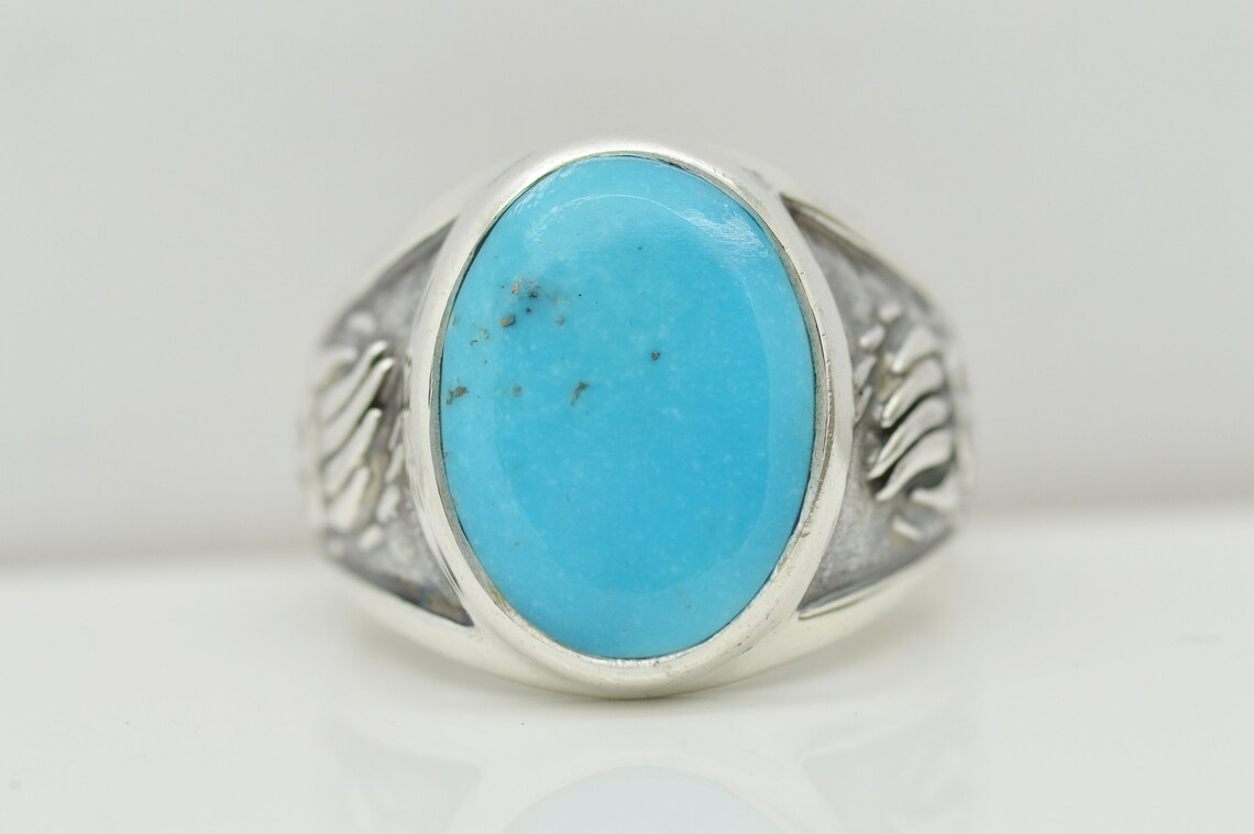 Inlaid Turquoise Ring Size 12 in Sterling Silver 925 Bear Paws - Etsy