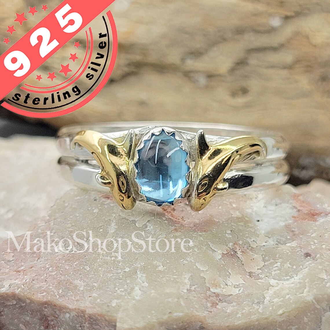 18K Gold Filled Killer Whales Orca Ring With Turquoise or Other ...