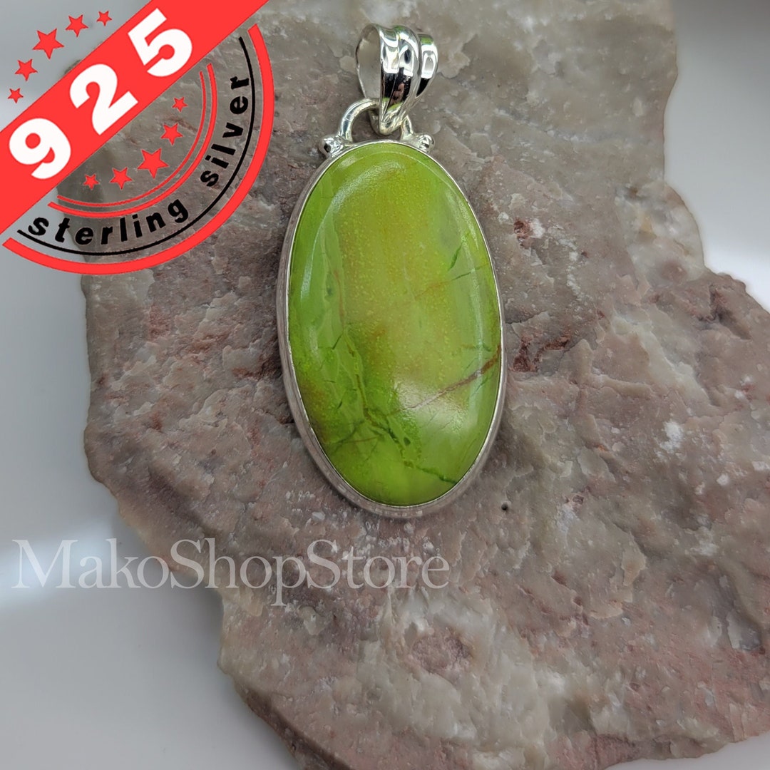 Very Rare! Genuine Gaspeite Large Gemstone From Quebec Canada Pendant ...