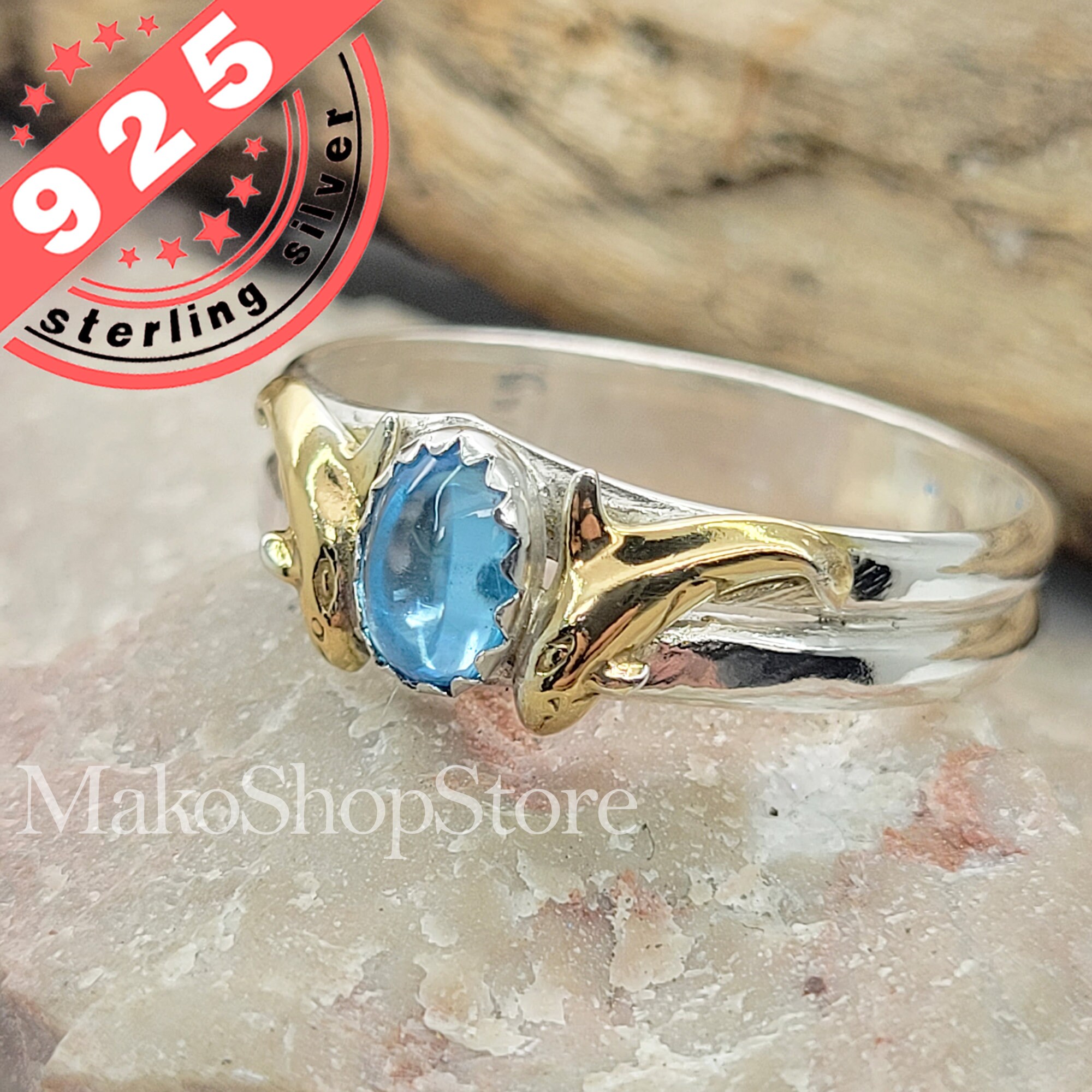 18K Gold Filled Killer Whales Orca Ring With Turquoise or Other ...