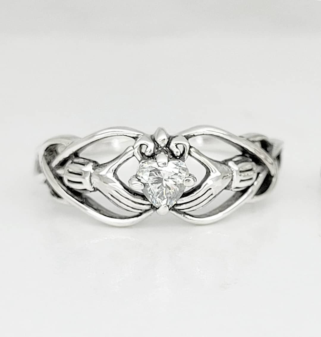 Claddagh Heart Ring in Sterling Silver 925 With Birthstone Celtic ...