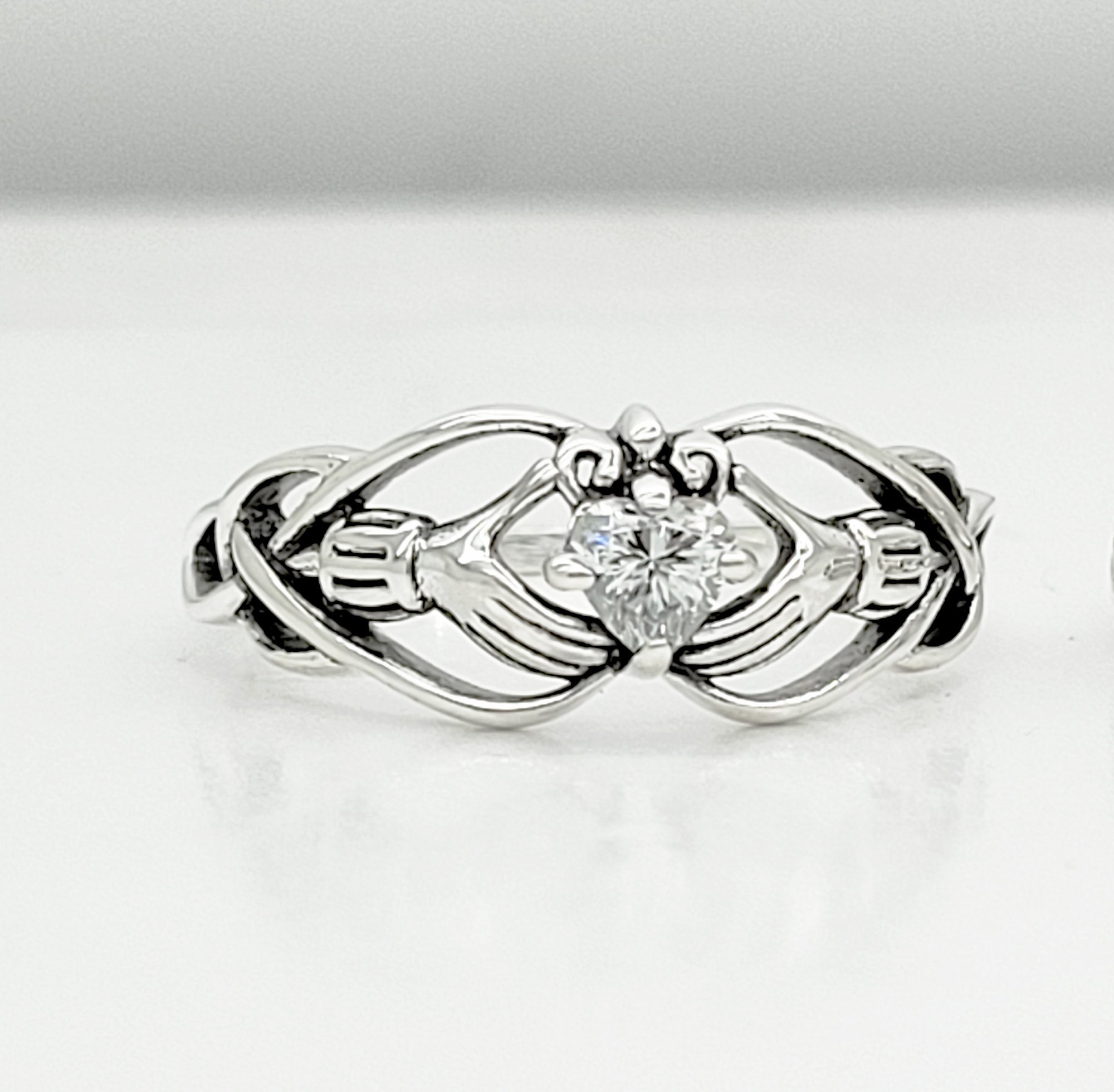 Claddagh Heart Ring in Sterling Silver 925 With Birthstone Celtic ...