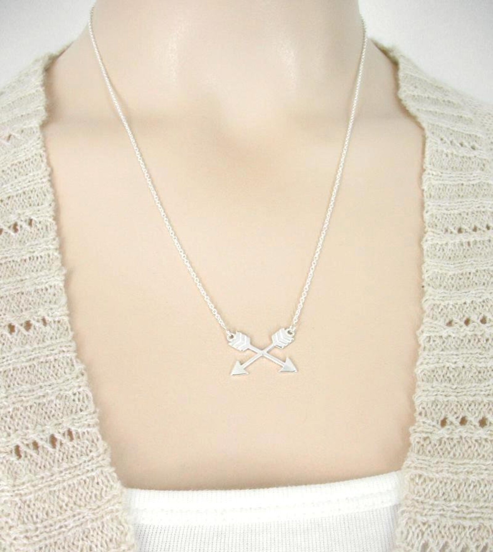 Friendship Symbol Crossed Arrows Sterling Silver 925 Necklace - Etsy