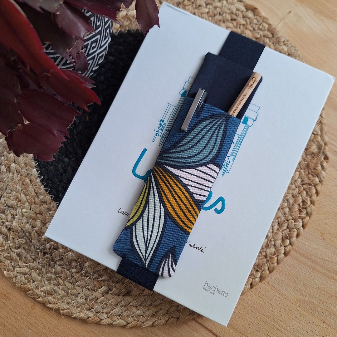 Pen Holder, Flower Pattern Blue Background - Pen Case for Book and ...