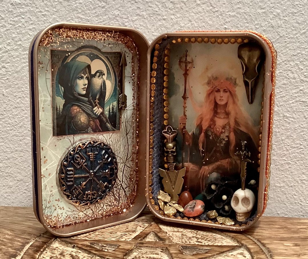 Goddess Freya Pocket Shrine, Viking, Nordic, Travel Altar, Pagan ...