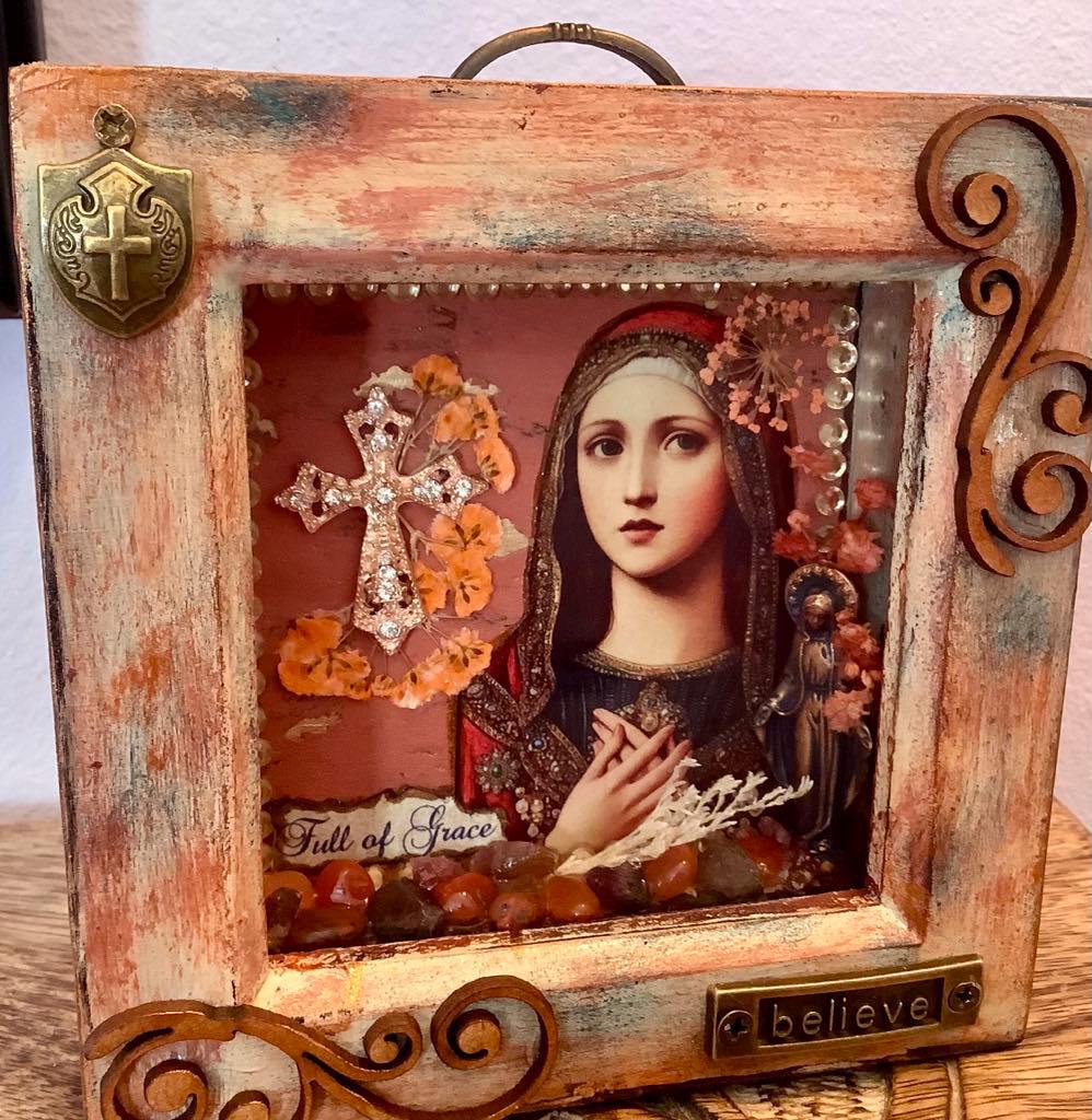 Virgin Mary Shrine: Mixed Media Diorama, Distressed Antique Style ...