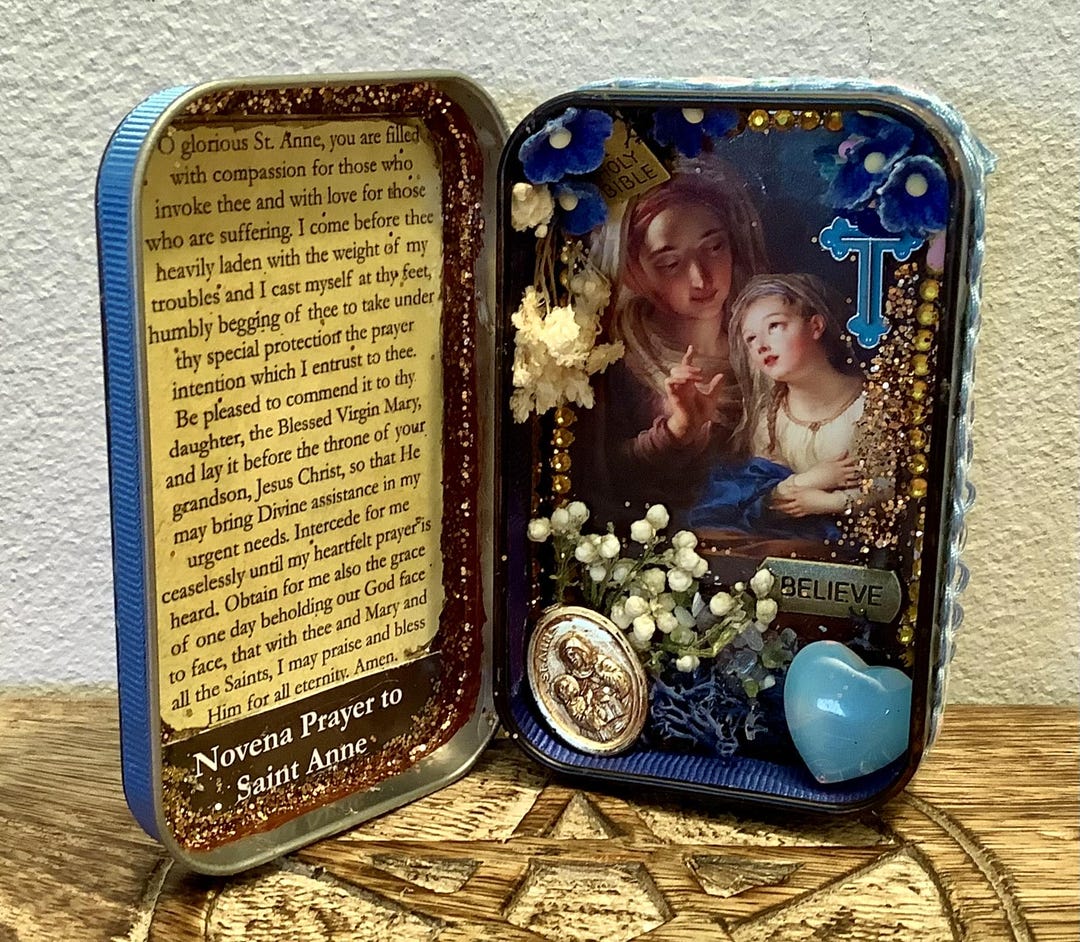 Saint Anne, Mother of the Virgin Mary, Pocket Shrine, Christian ...