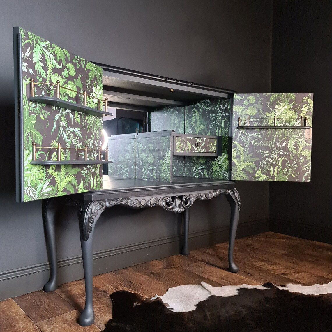 Bespoke Cocktail Cabinet/drinks Cabinet. Green and Black, Queen Ann ...