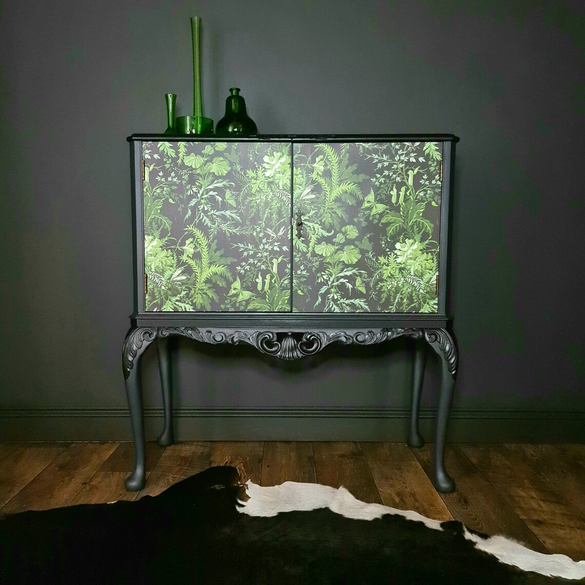 Bespoke Cocktail Cabinet/drinks Cabinet. Green and Black, Queen Ann ...