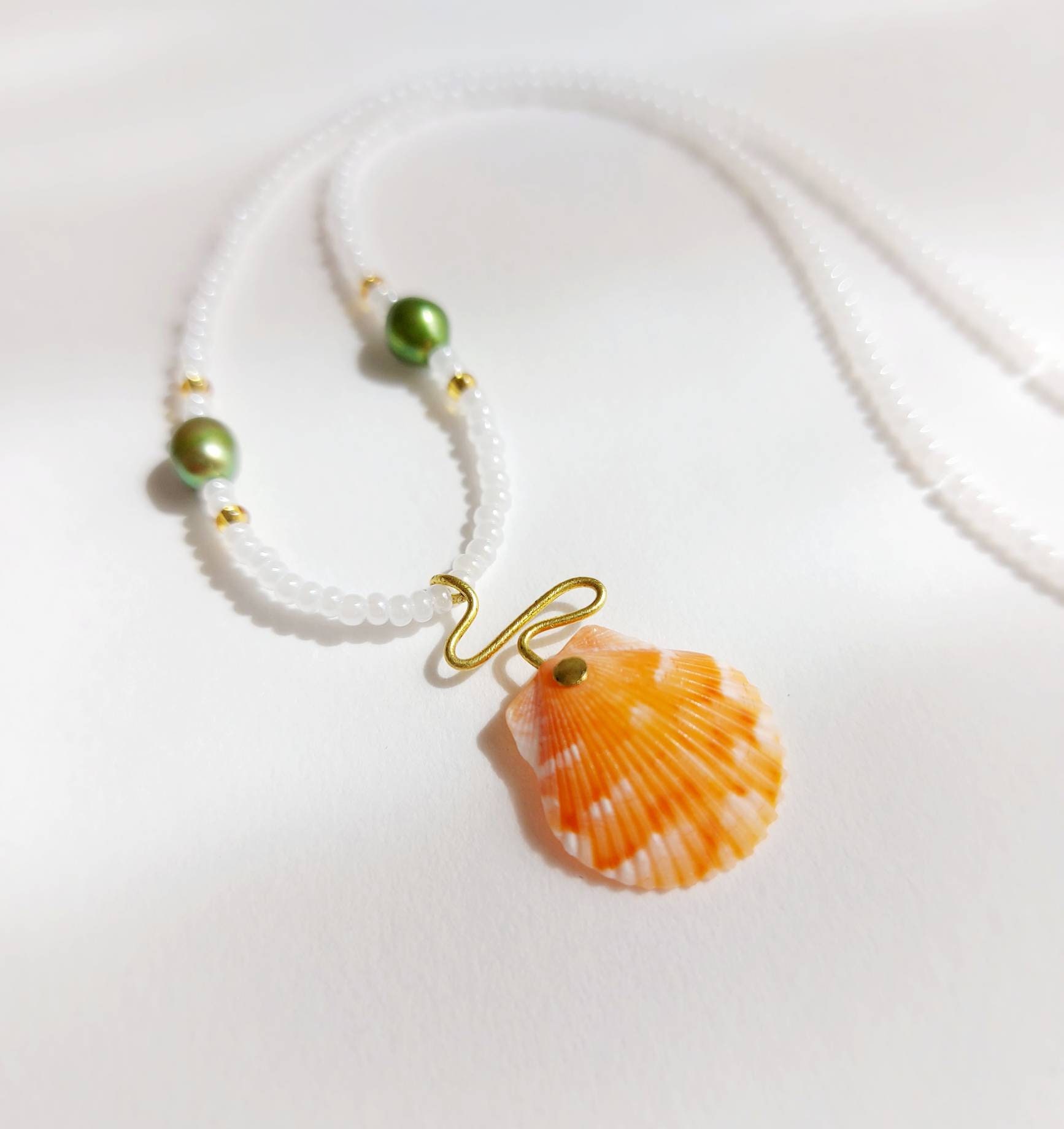 Seashell Necklace Gold Shell Pendant Sea Shell Necklace | Etsy
