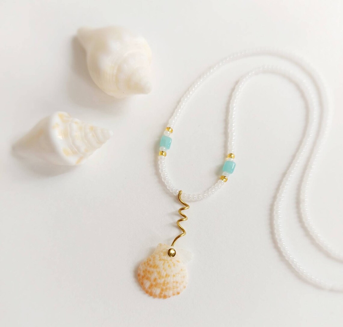 Seashell Necklace Gold Shell Pendant Sea Shell Necklace | Etsy