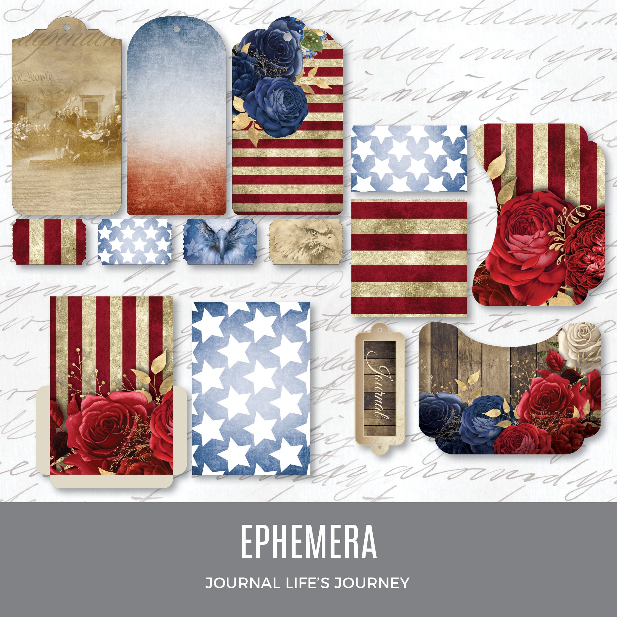 STARS & STRIPES Printable Journal Collage Pages - Etsy