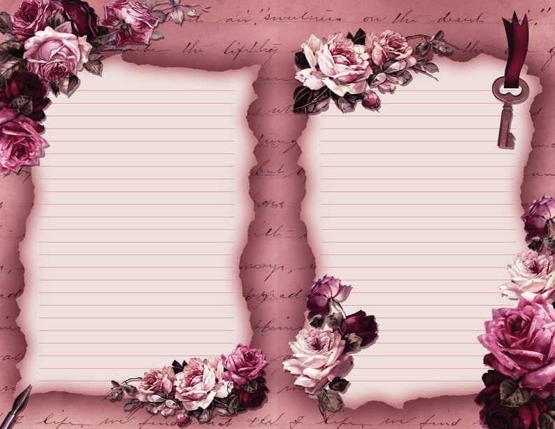 Vintage Floral Printable Journal Pages in 6 Variations | Etsy