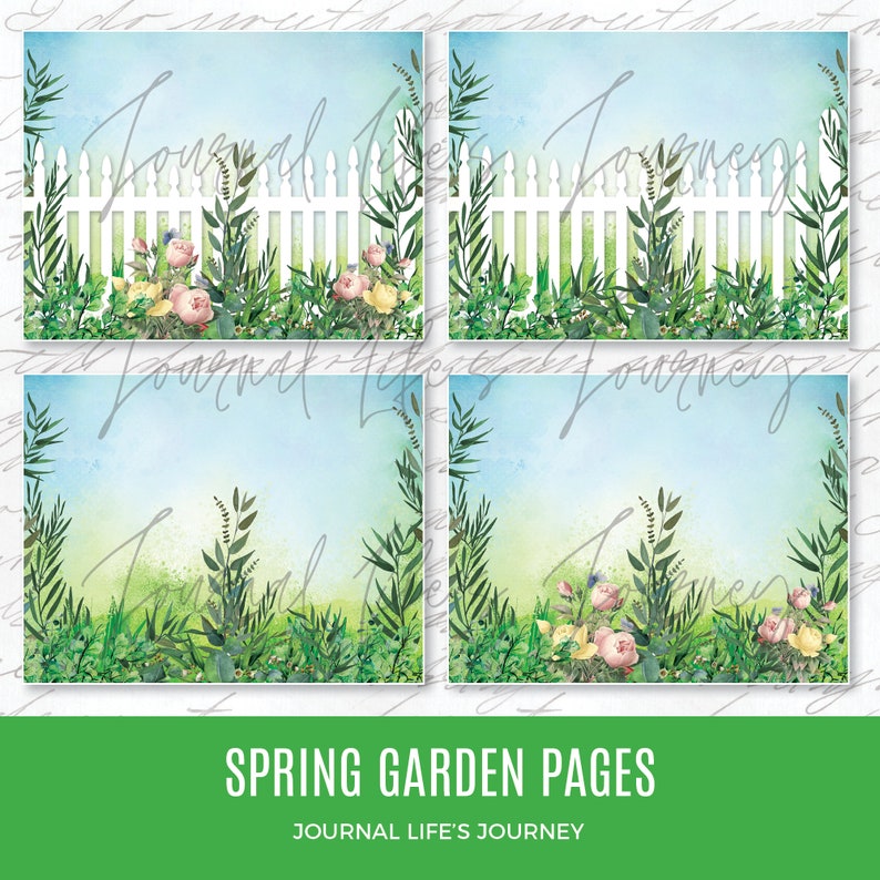 Spring Garden Journal Pages Printable Scrapbook Papers Graphic Digital ...