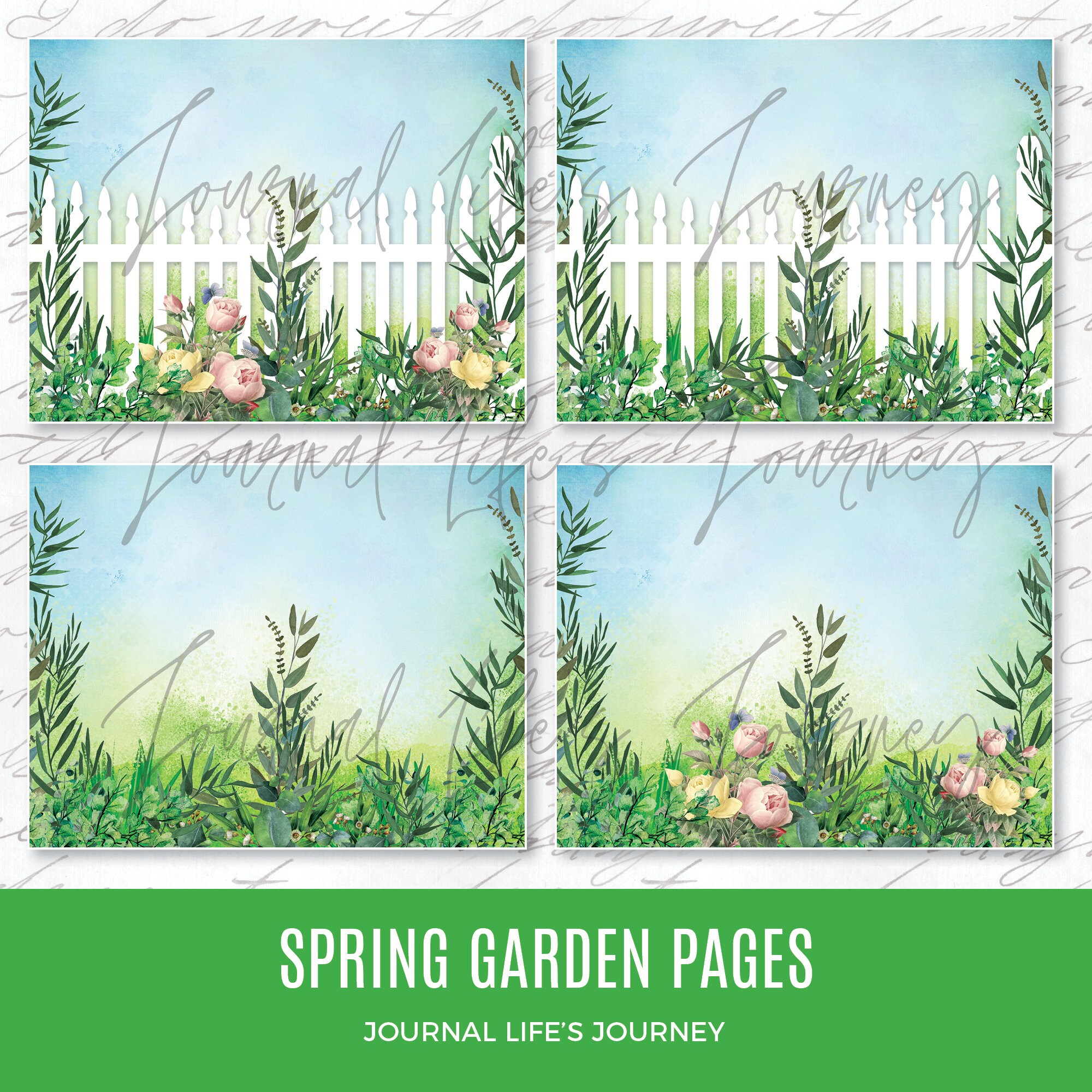 Spring Garden Journal Pages Printable Scrapbook Papers Graphic Digital ...