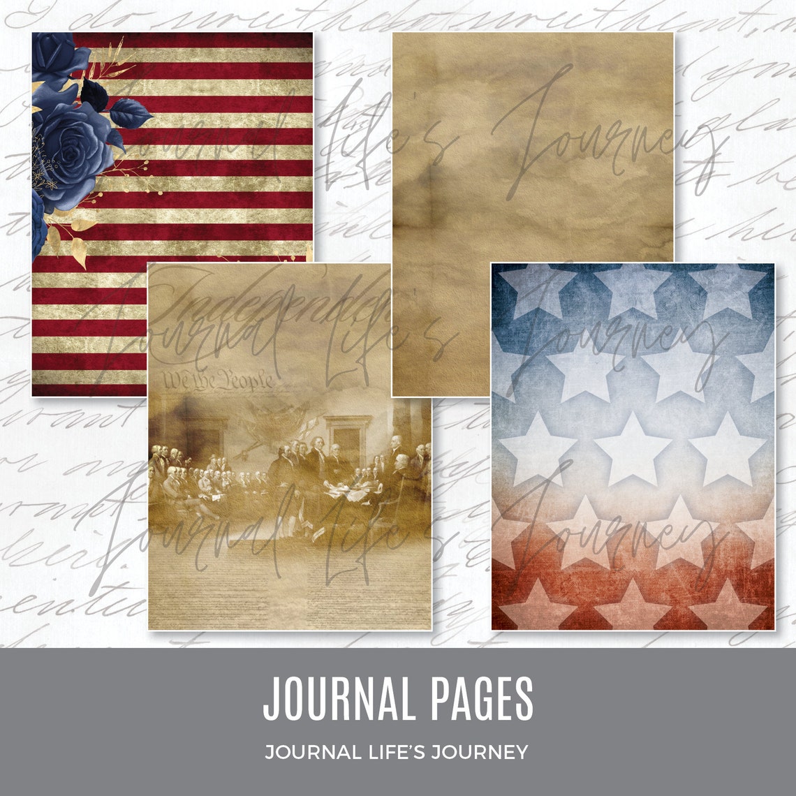 STARS & STRIPES Printable Journal Collage Pages - Etsy