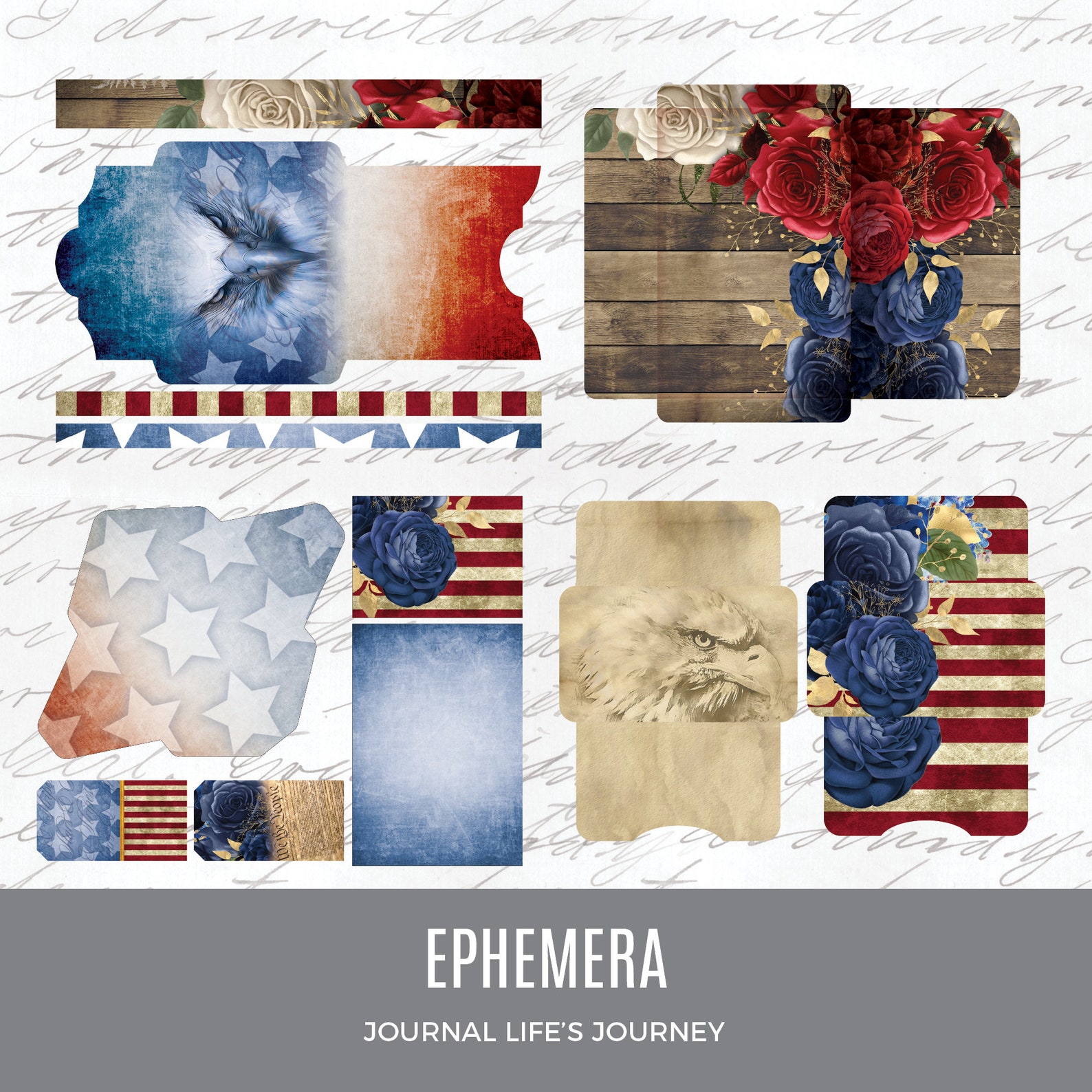 STARS & STRIPES Printable Journal Collage Pages - Etsy