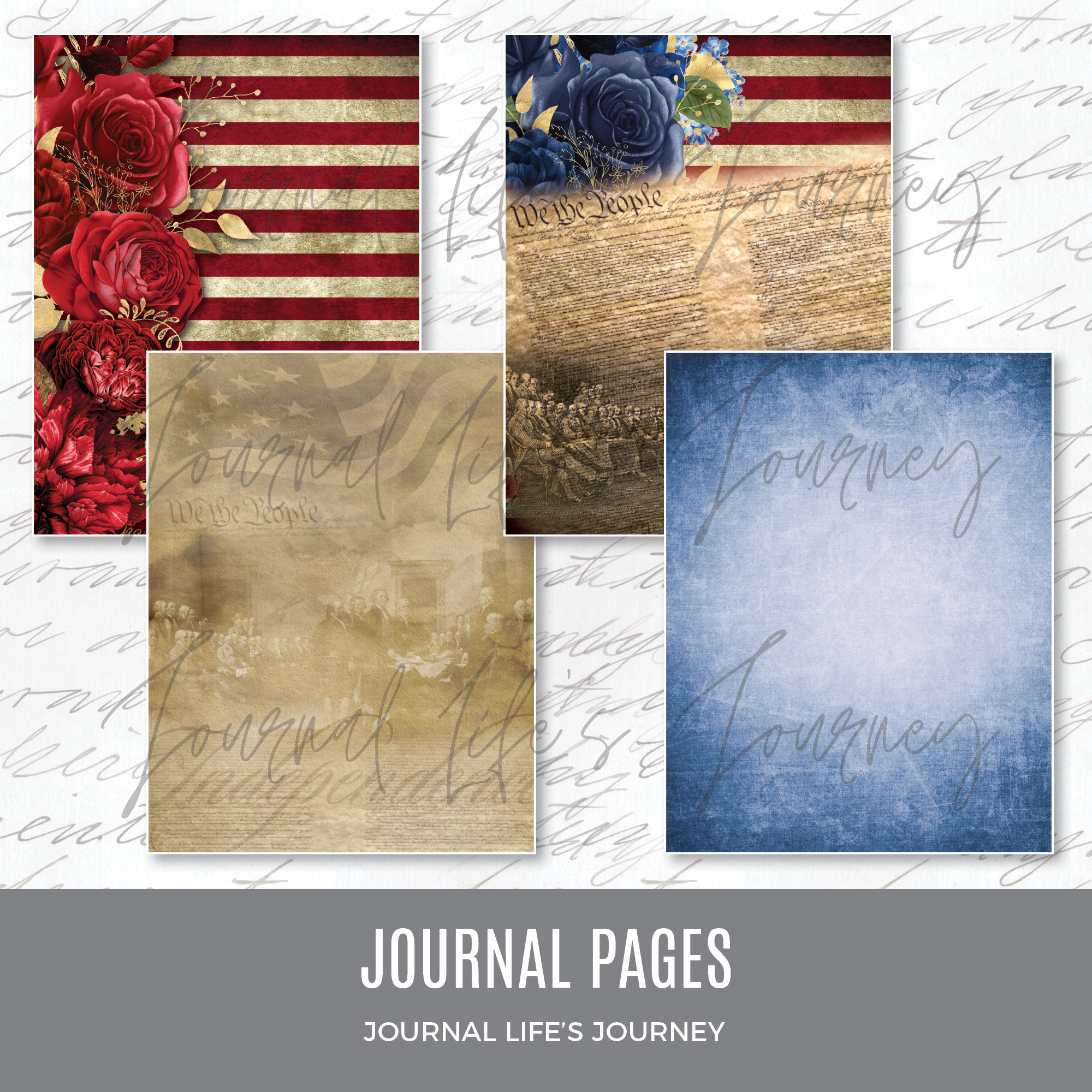 STARS & STRIPES Printable Journal Collage Pages - Etsy