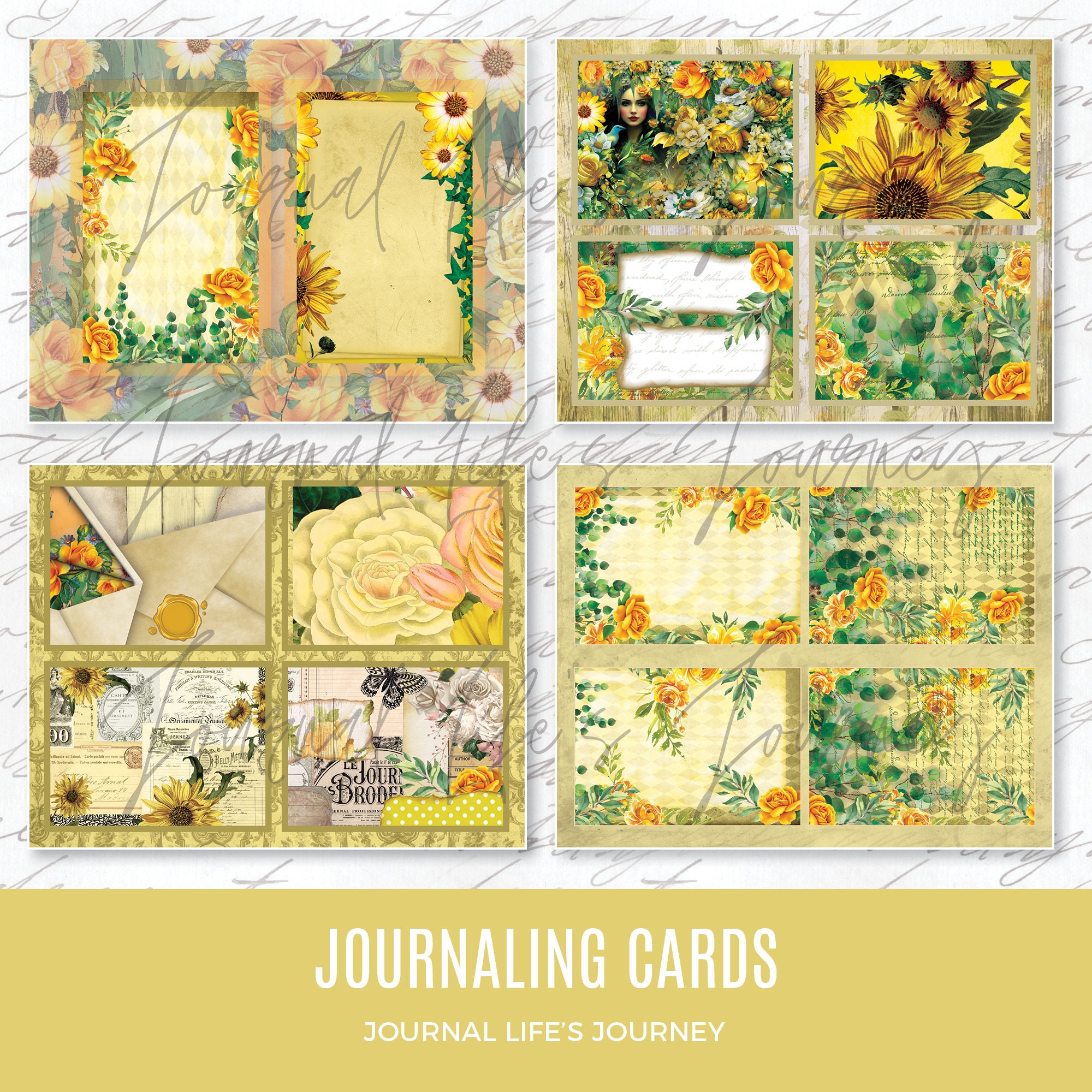 YELLOW MOOD Journaling Cards Printable Journal Accessories Digital ...