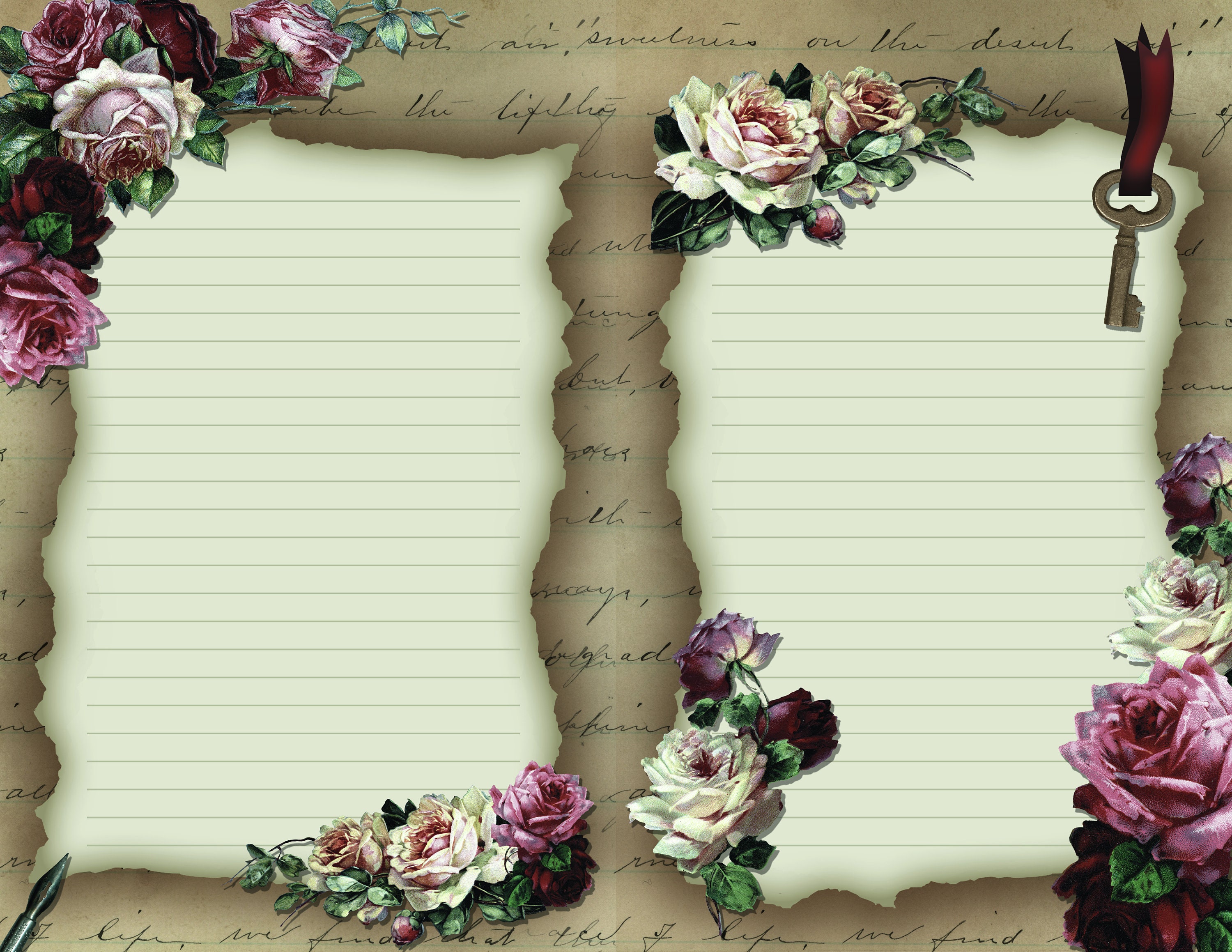 Vintage Floral Printable Journal Pages in 6 Variations (8.5x11) - Etsy UK