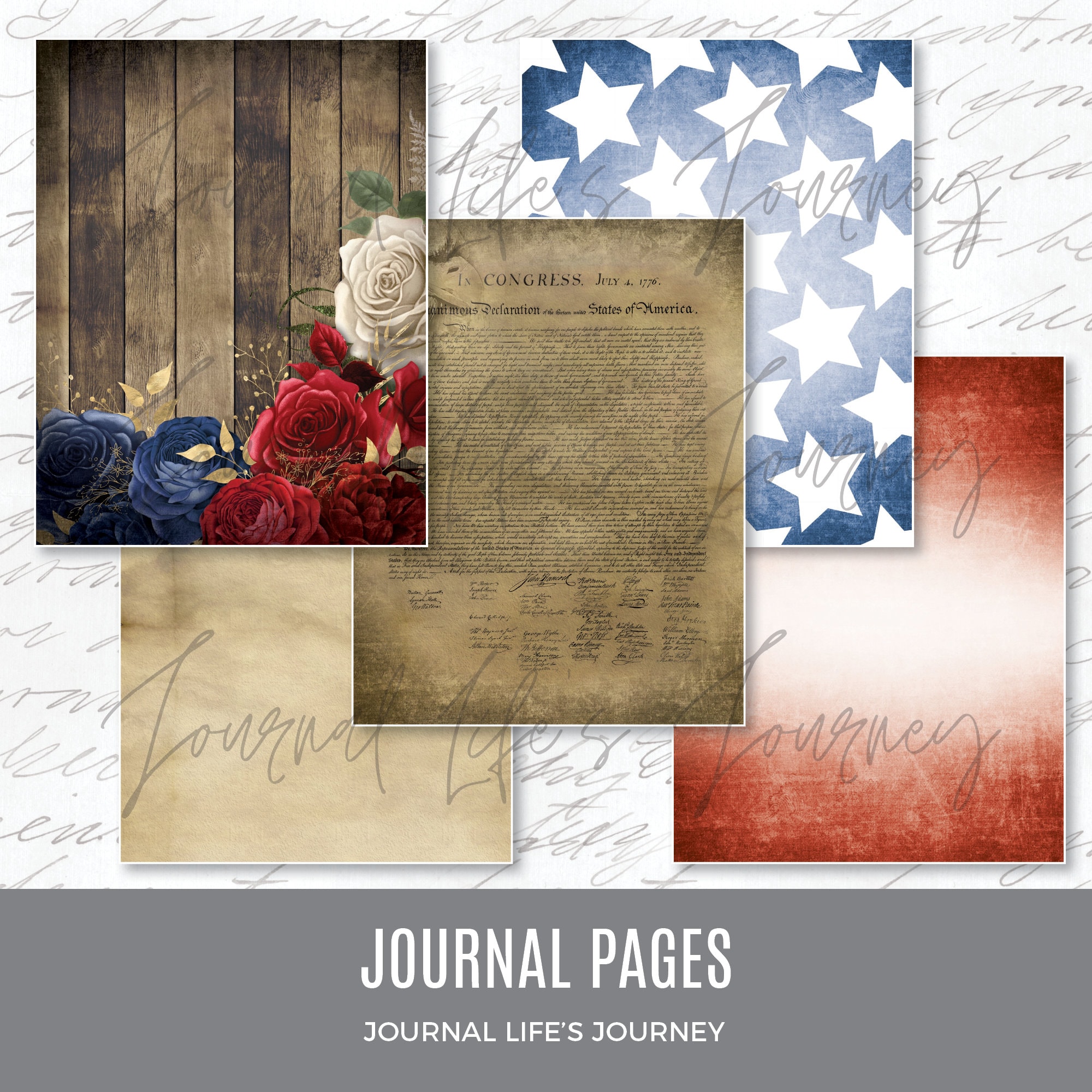 STARS & STRIPES Printable Journal Collage Pages - Etsy