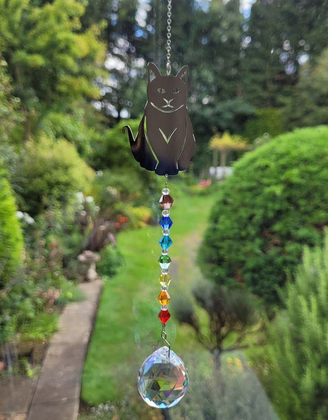 Sitting Cat Chakra Suncatcher / Lightcatcher Fair-trade Very Colourful ...