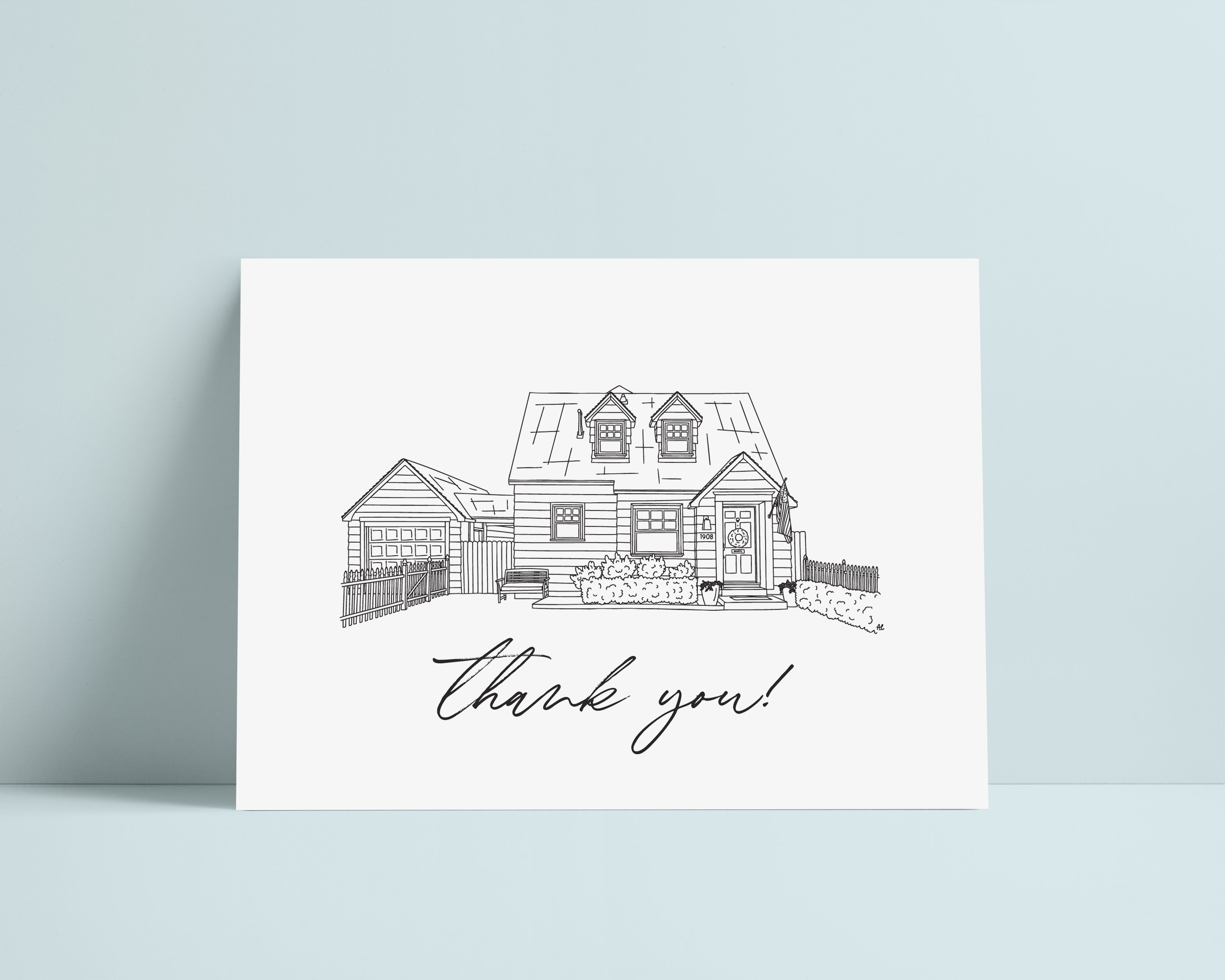 Personalized House Illustration Thank You Card | Simplistic Custom ...