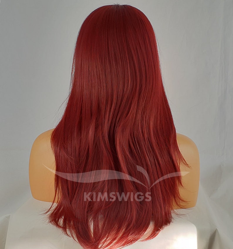 Ladies Womens Long Vibrant Red Heat Resistant Synthetic Wig UK | Etsy