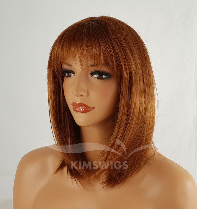 Ladies Womens Shoulder Length Ginger Mix Razor Cut Heat Resistant ...